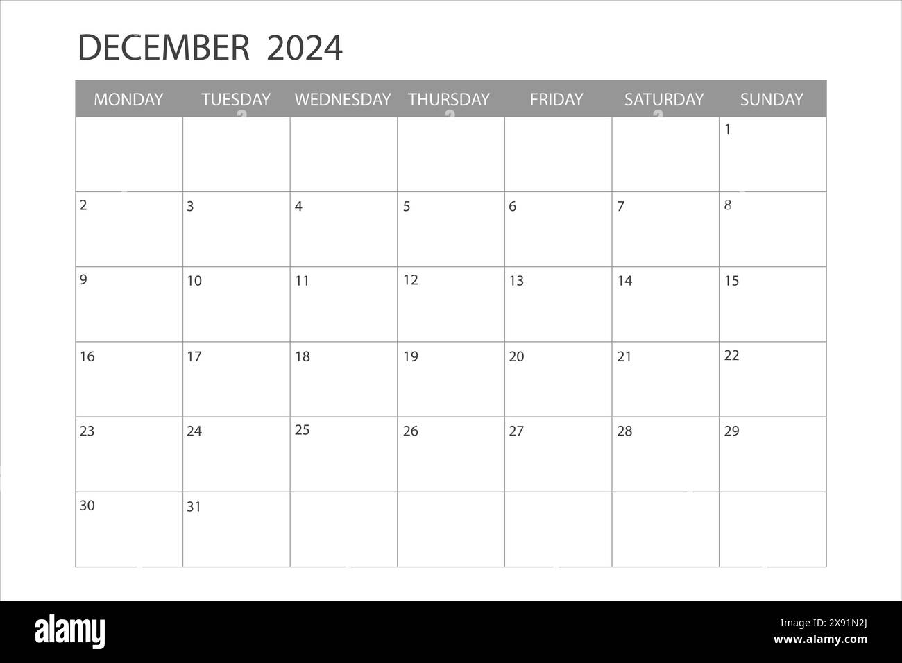 Calendar for December 2024. The week starts on Monday. Glider Stock ...