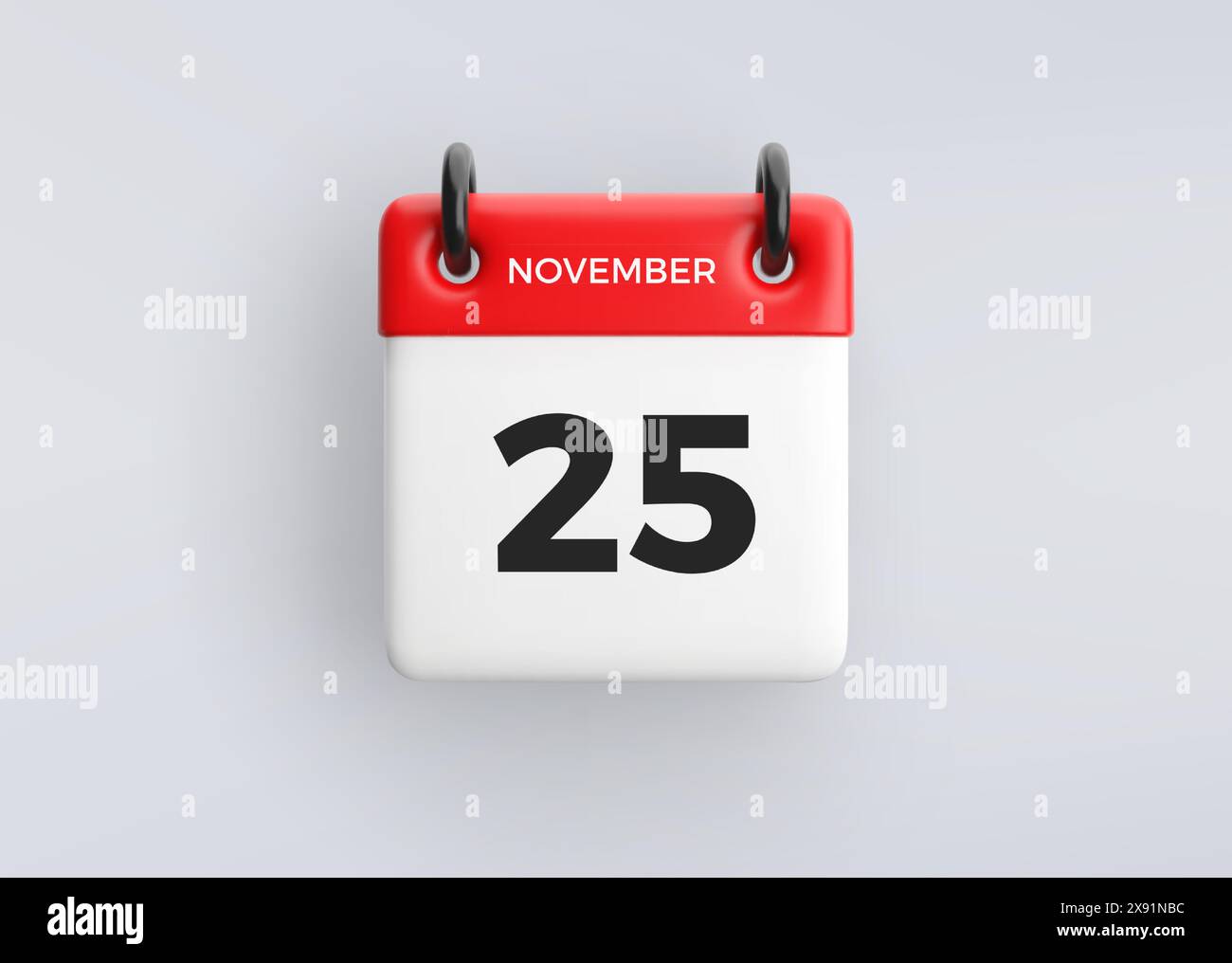 3D calendar icon with date 25 November on grey background. Vector ...