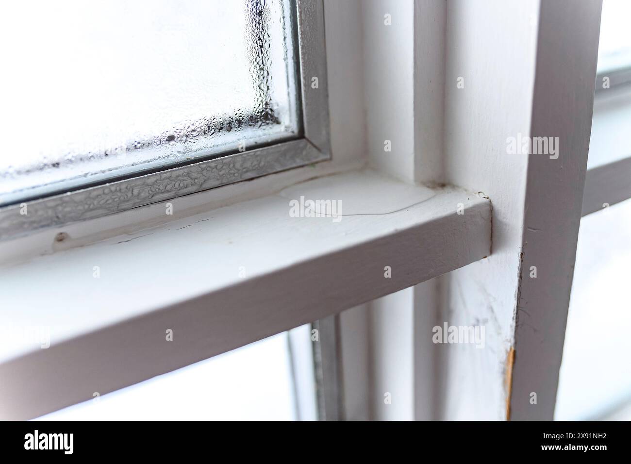 Condensation water on window glass on the inside of the house Stock ...