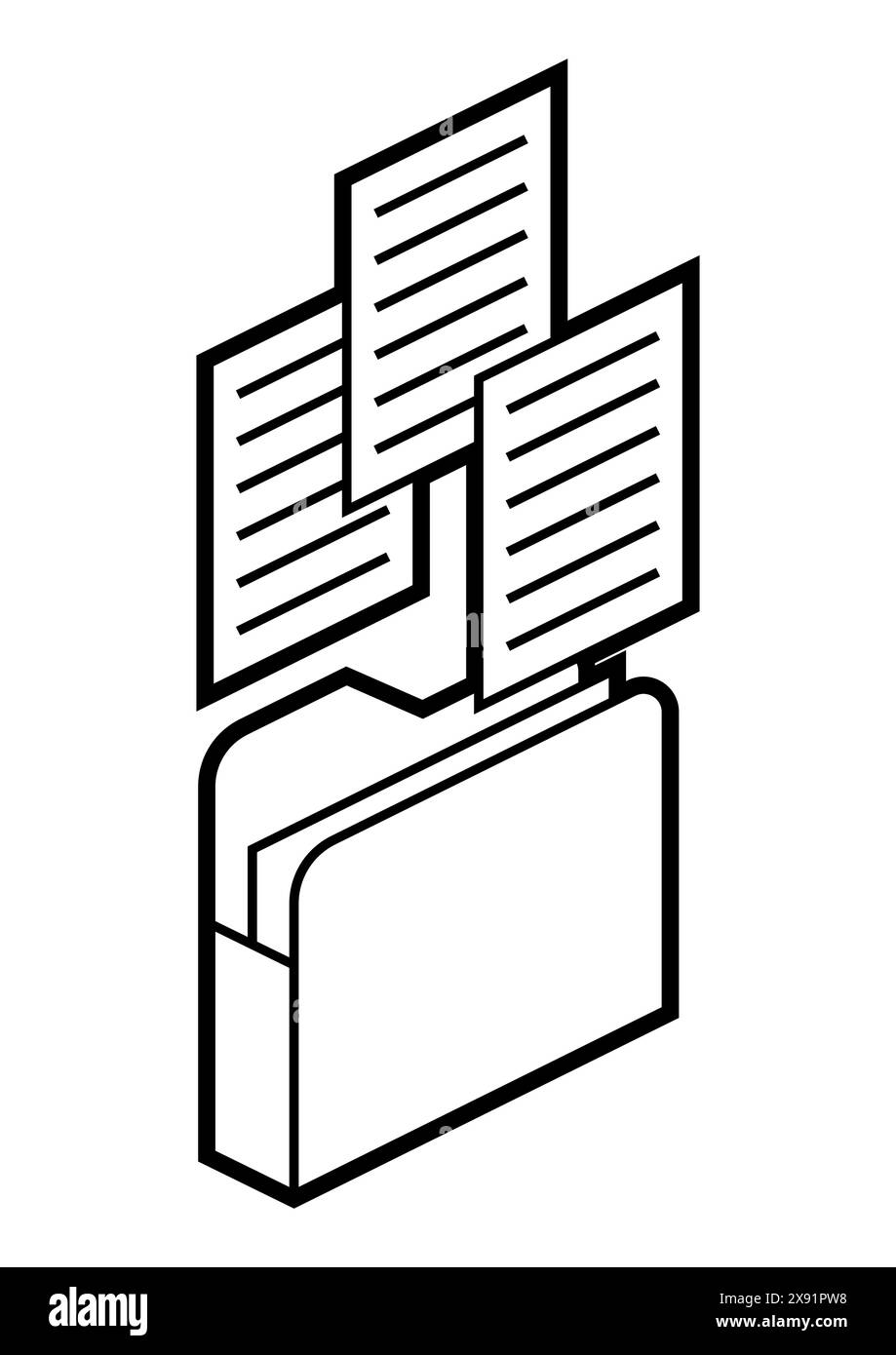 Folder for paper icon in isometry. Storage of information and files ...