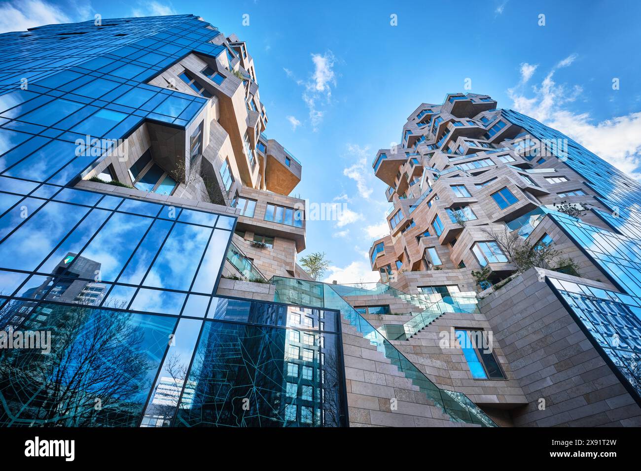 Netherlands, Amsterdam - April 10, 2024: Iconic residential towers ...
