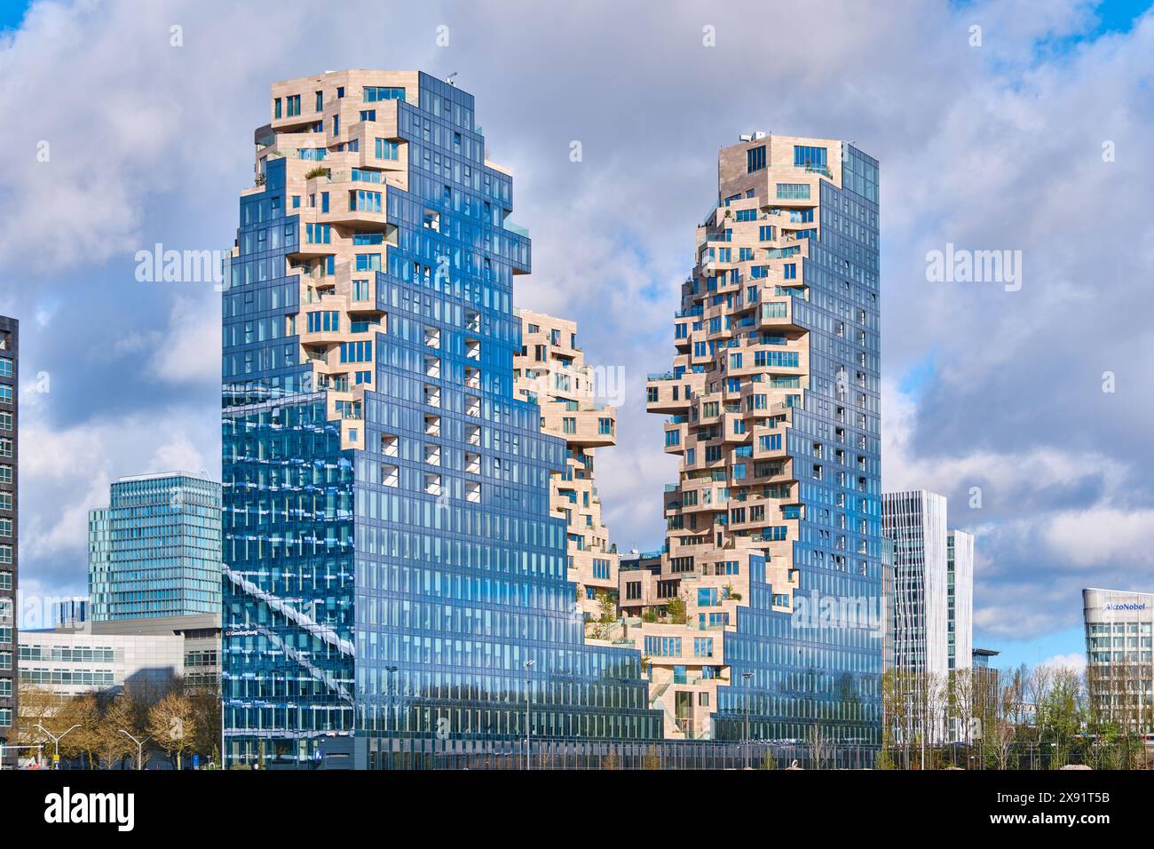 Netherlands, Amsterdam - April 10, 2024: Iconic residential towers known as The Valley at ...
