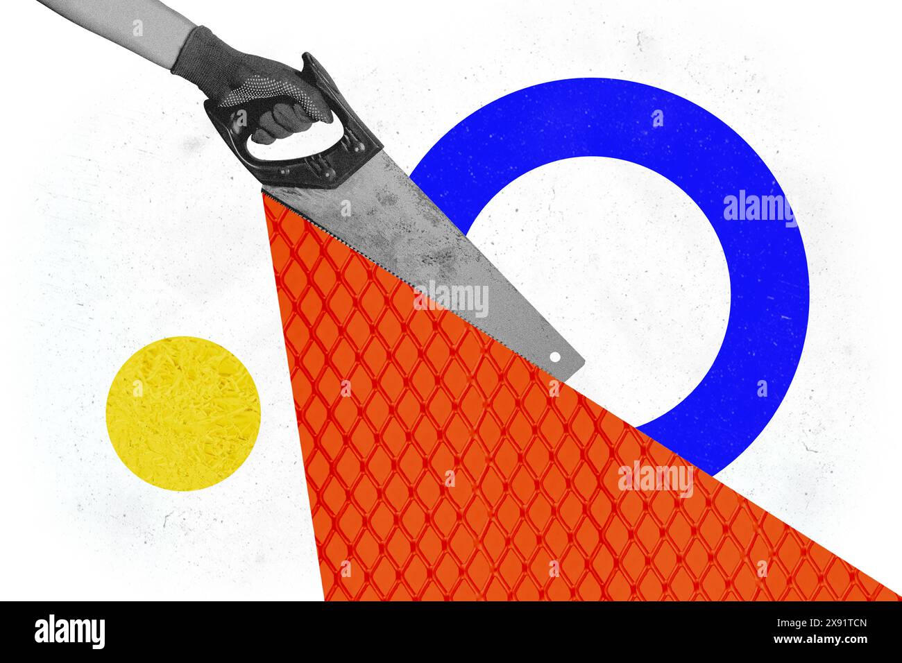 Sketch image artwork collage of geometric elements circle triangle ball ...