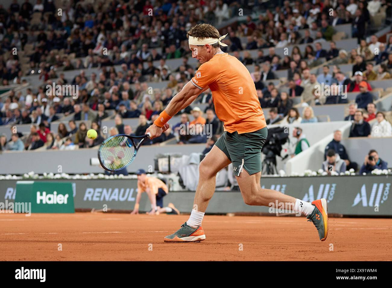 Casper Ruud of Norway returns a ball against Felipe Meligeni Alves of Brazil in the Men's ...