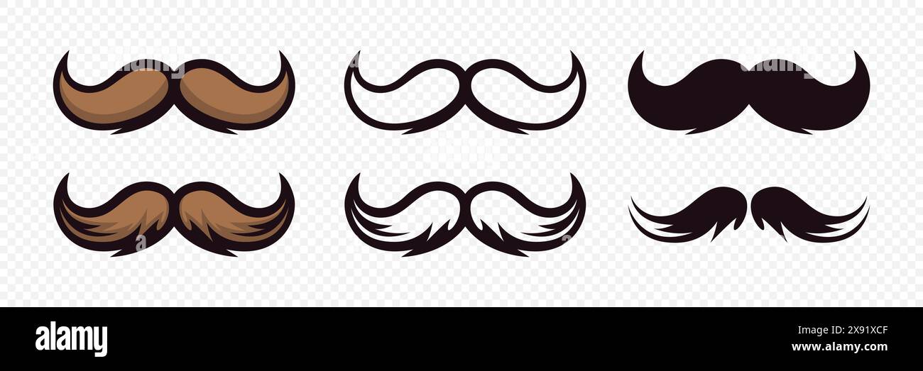 Hipster Mustache. Cartoon Face Party Decoration Set. Classic Mustache ...
