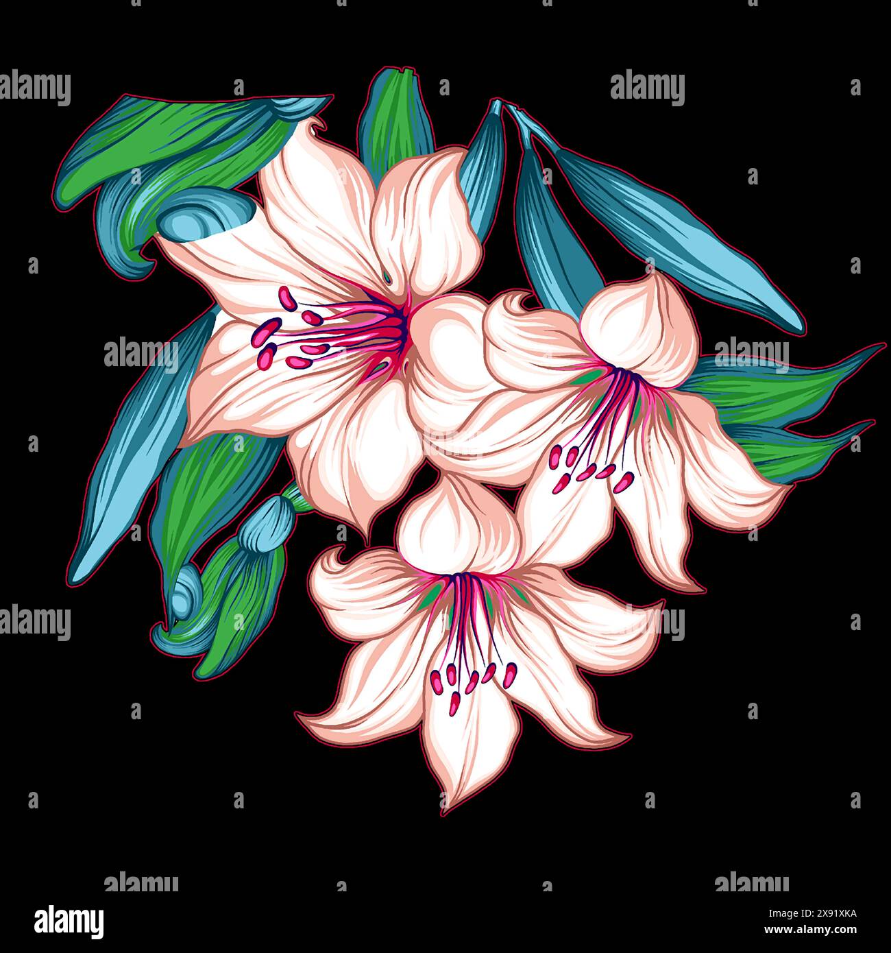 Flower designs with shading hi-res stock photography and images - Alamy