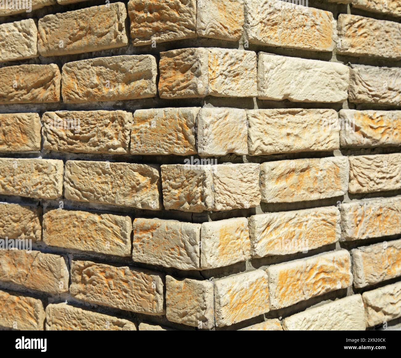 Curved texture and background of brick wall. Structural masonry surface ...