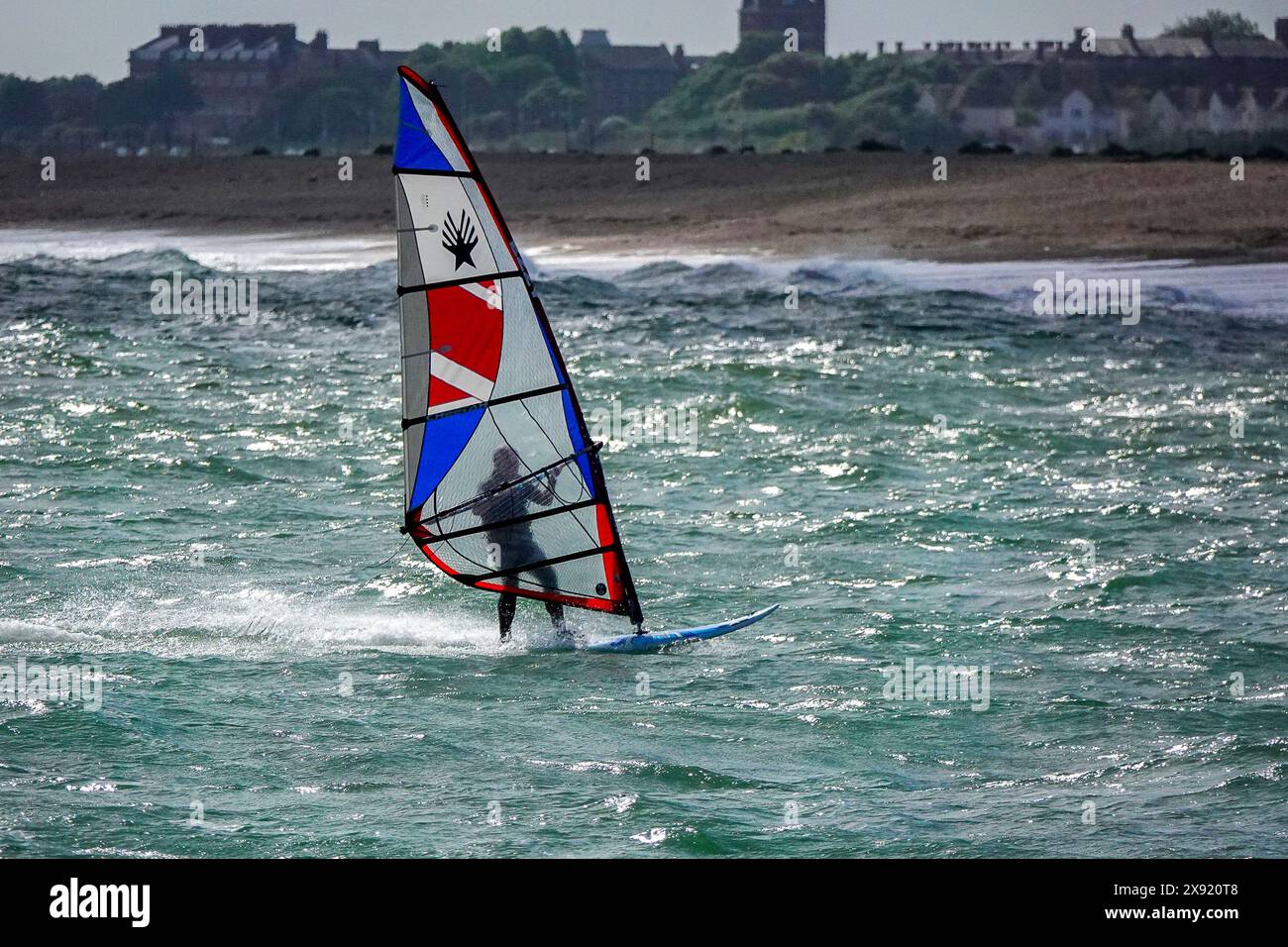 Beachlands, Hayling Island. 27th May 2024. Blustery conditions along ...