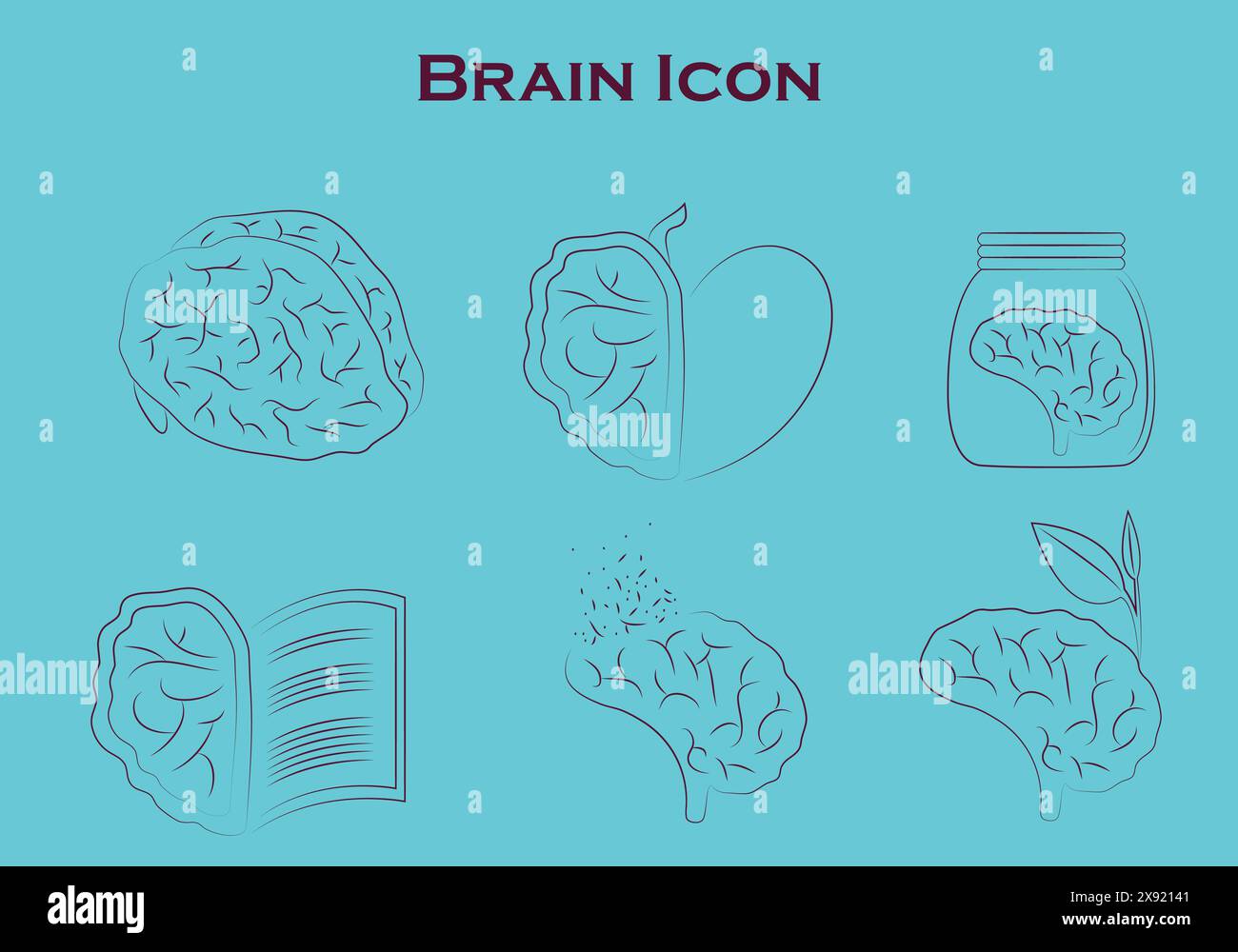 Brain Icon Vector Set – Perfect for Medical Illustrations, Educational ...