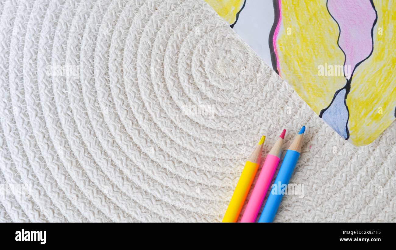 colorful pencils for neurographic drawing on a white background, used ...