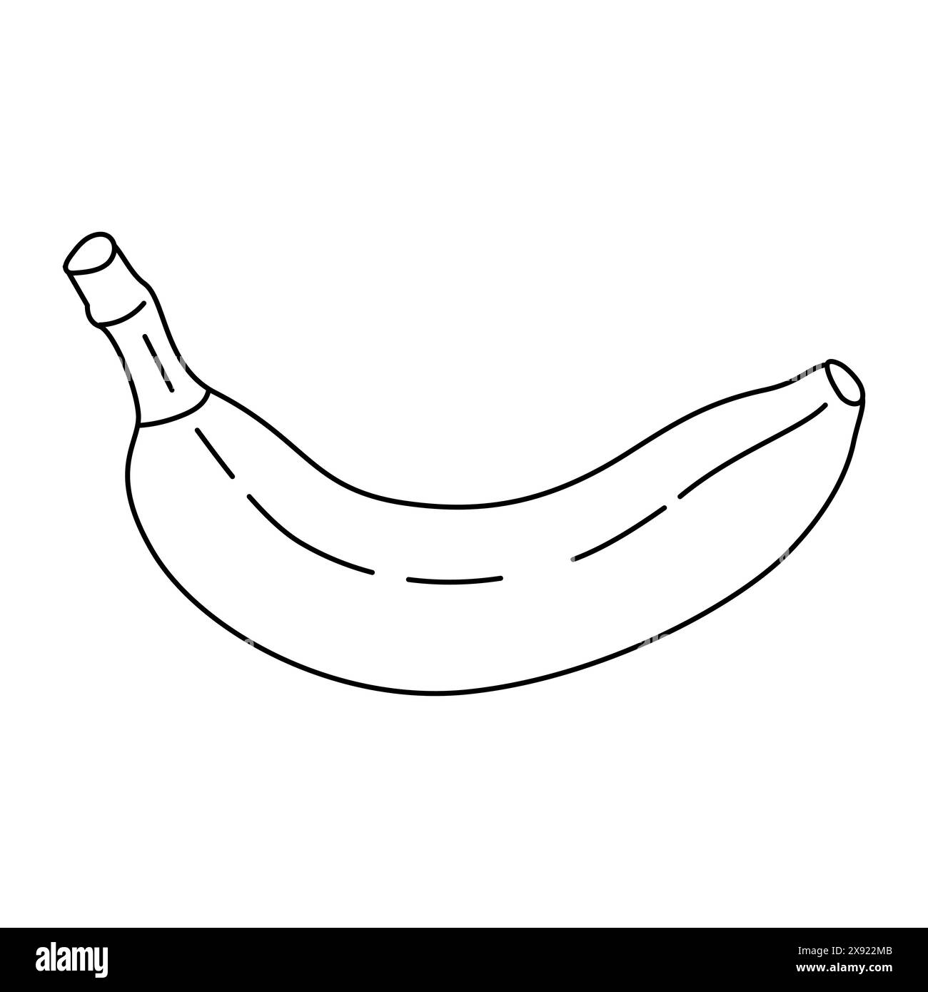 Banana line art icon. Hand drawn ripe banana Trendy doodle style ...