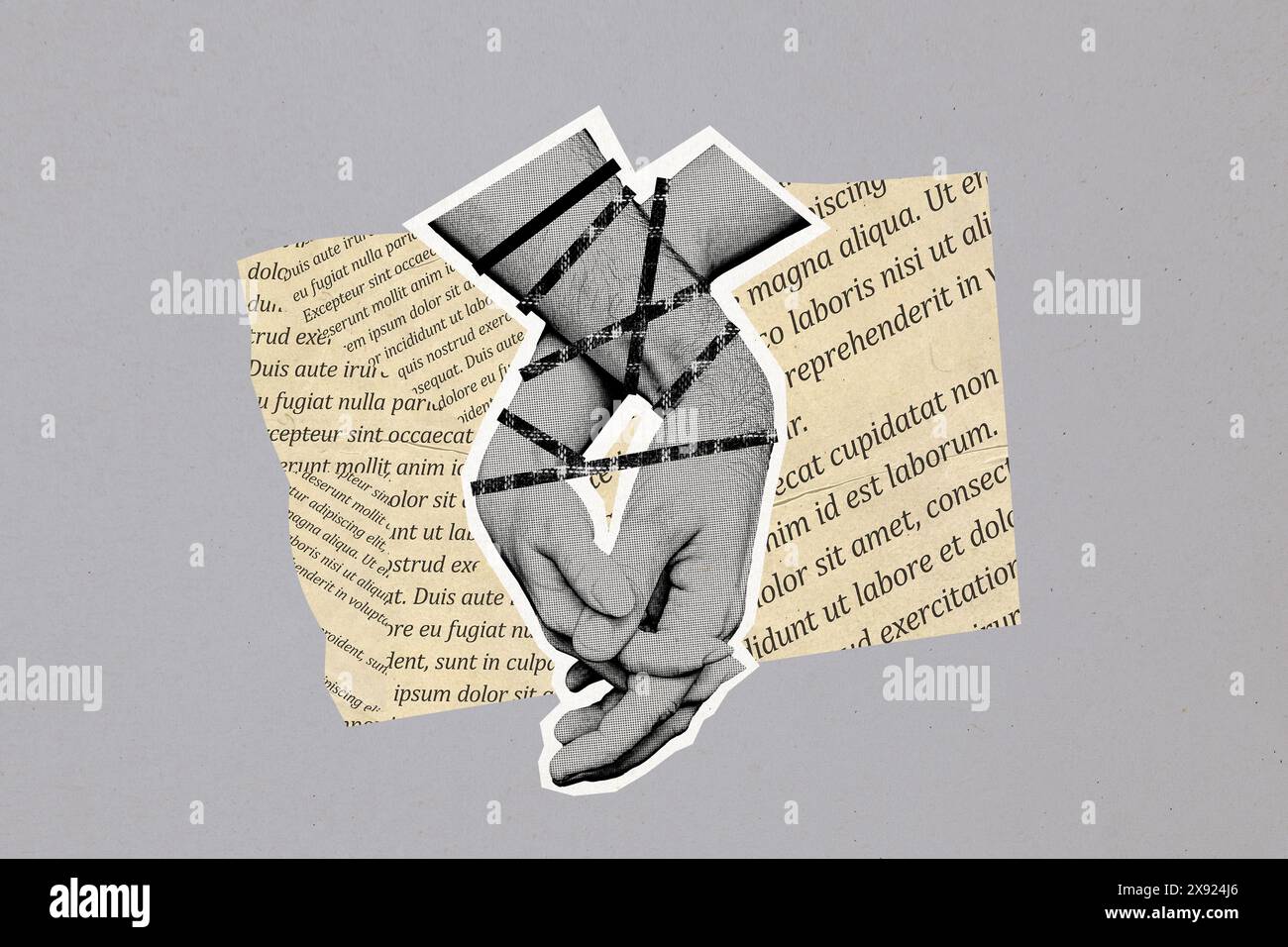 Composite photo collage of taped hands rope terrorism punishment ...