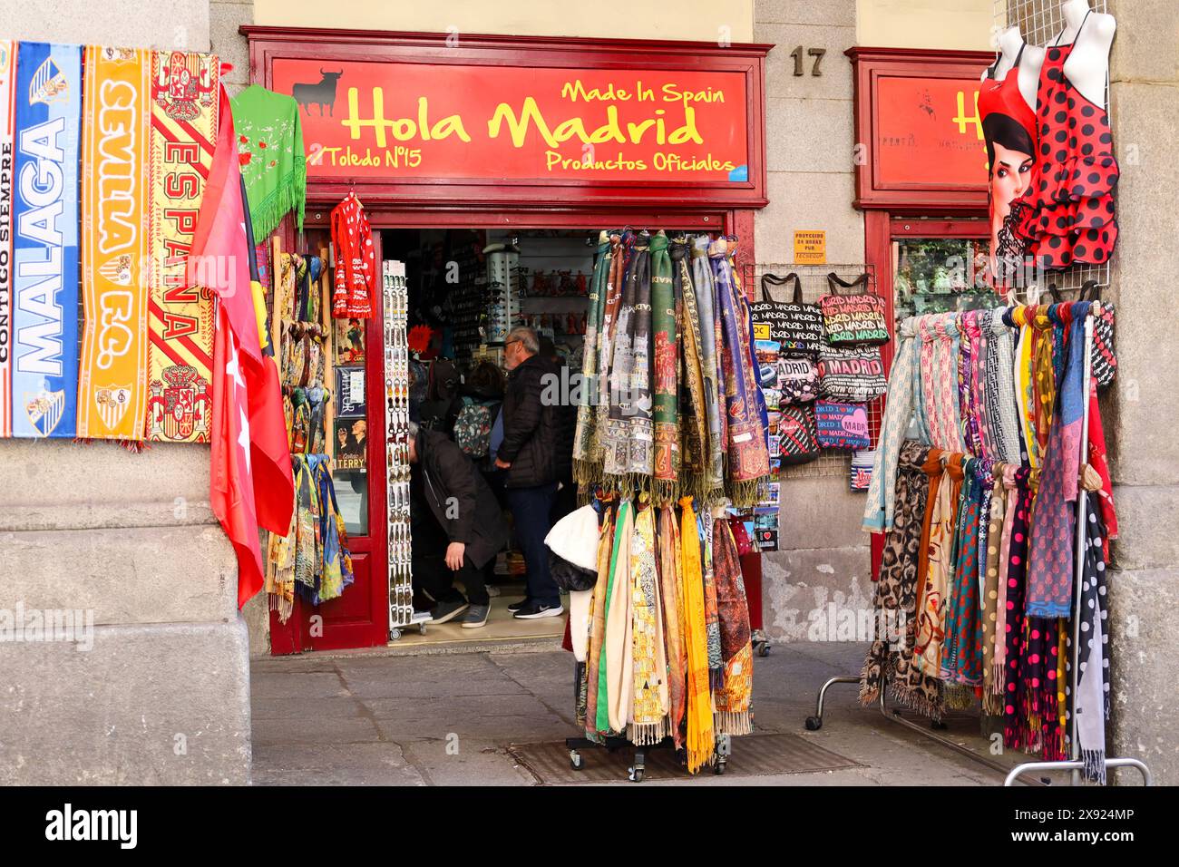 Madrid, Spain- April 8, 2024: Typical Spanish souvenir shop in Madrid ...