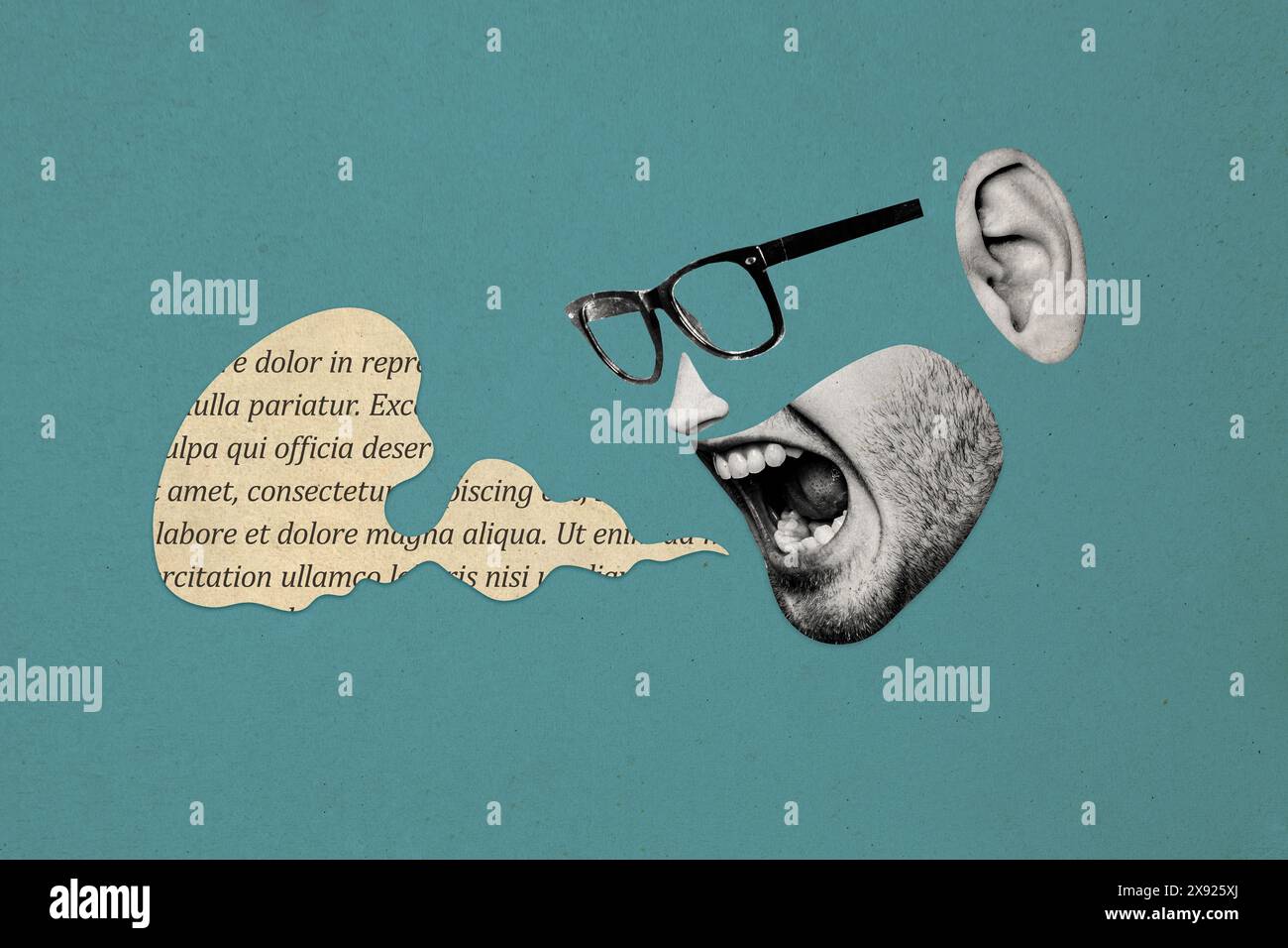 Composite photo collage of scream guy text box half face bad vision ...