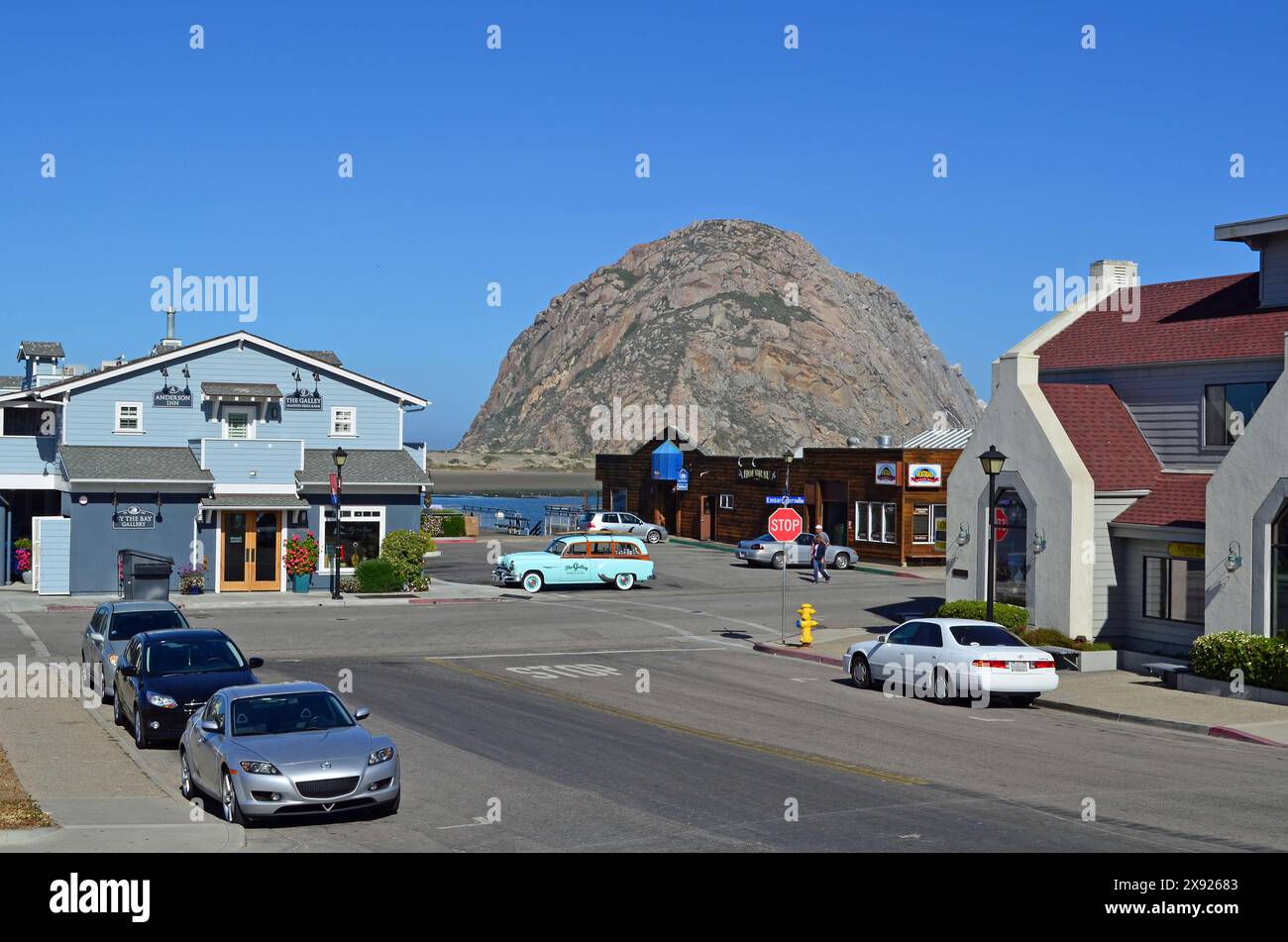 Bright Blue Pacific Ocean, Whale Watching Boat and Morro Rock, Morro ...