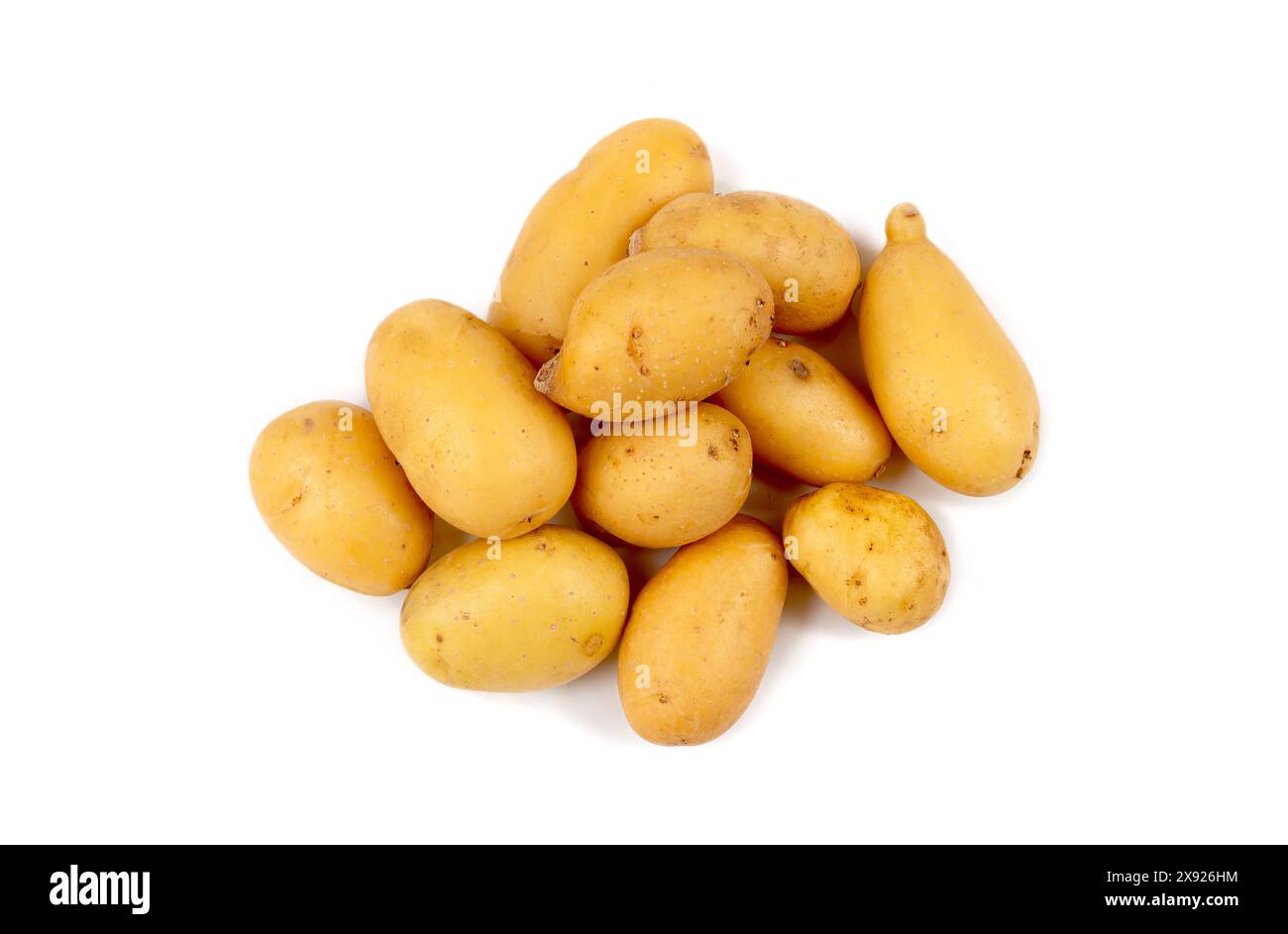 Pile of Grenaille early potatoes on a white background cut out ...