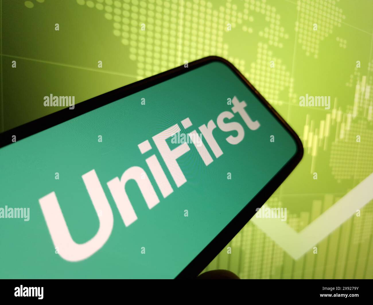 Konskie, Poland - May 27, 2024: UniFirst company logo displayed on ...