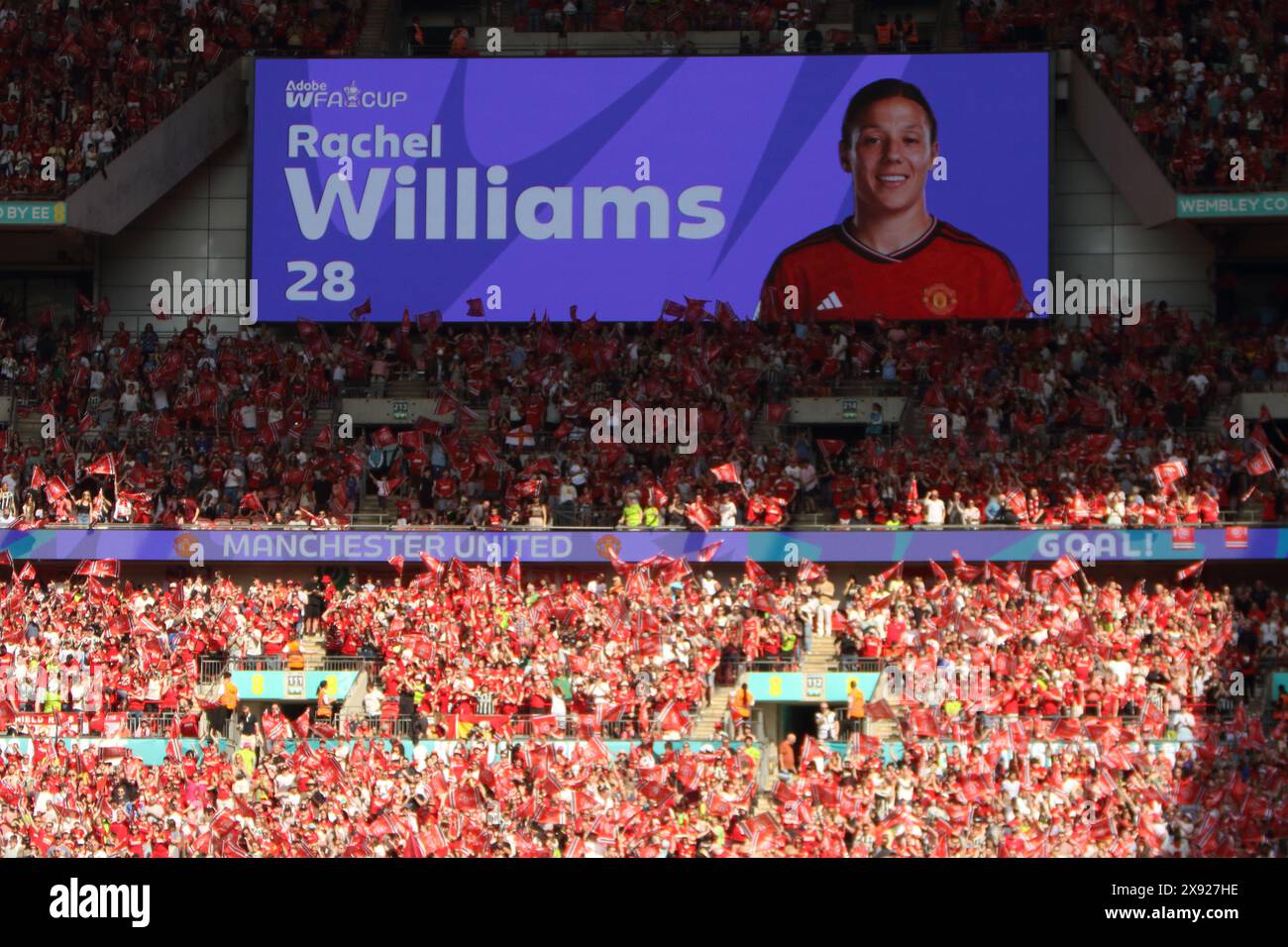 Rachel Williams on big screenAdobe FA Women's Cup final, Manchester ...
