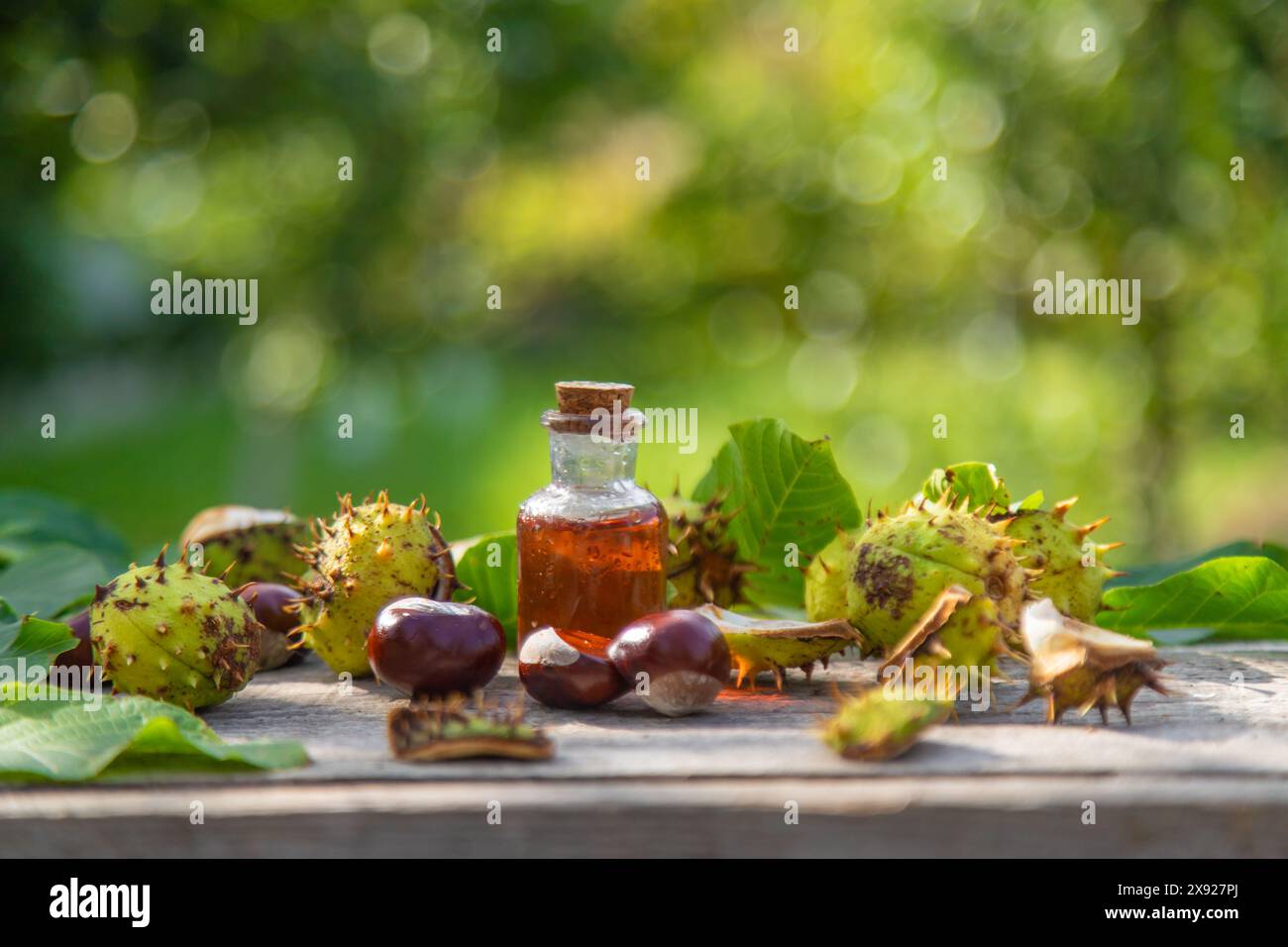 Horse chestnut extract in a bottle. selective focus Stock Photo - Alamy