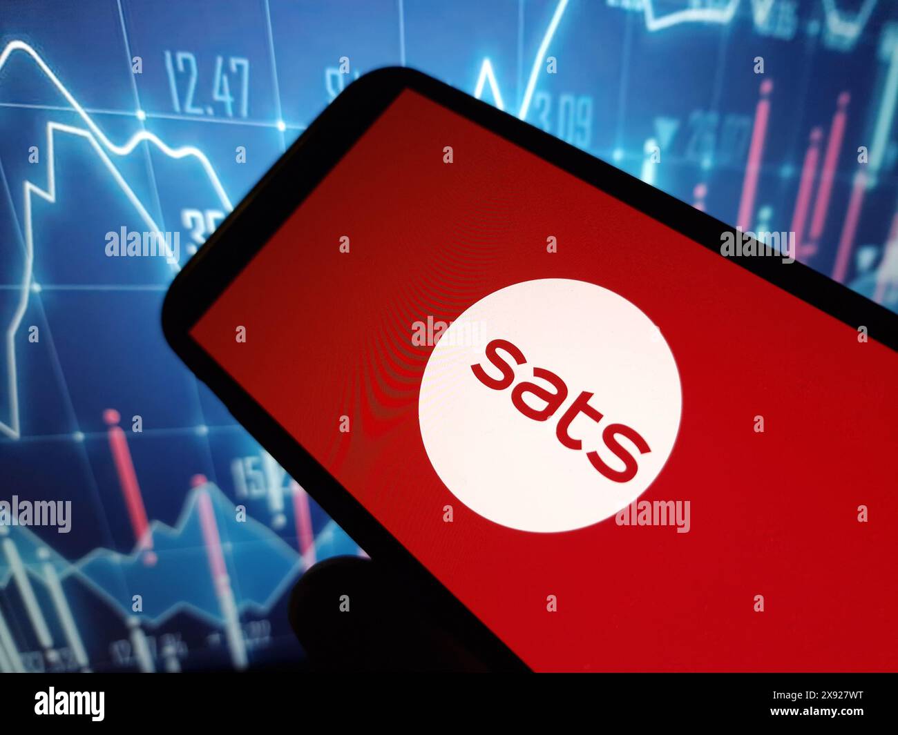 Konskie, Poland - May 27, 2024: SATS company logo displayed on mobile ...