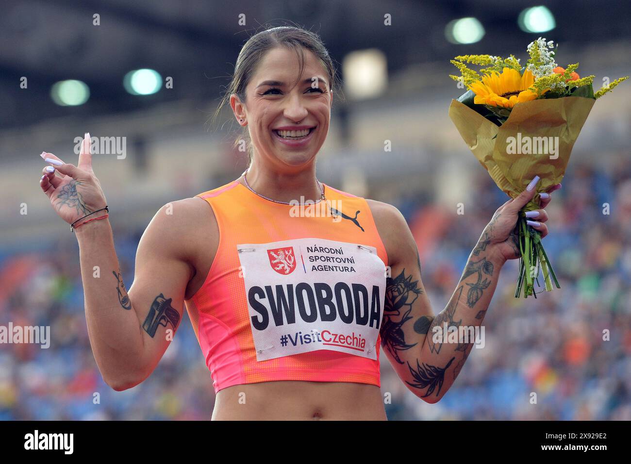 Ostrava, Czech Republic. 28th May, 2024. EVA SWOBODA of Poland winning ...