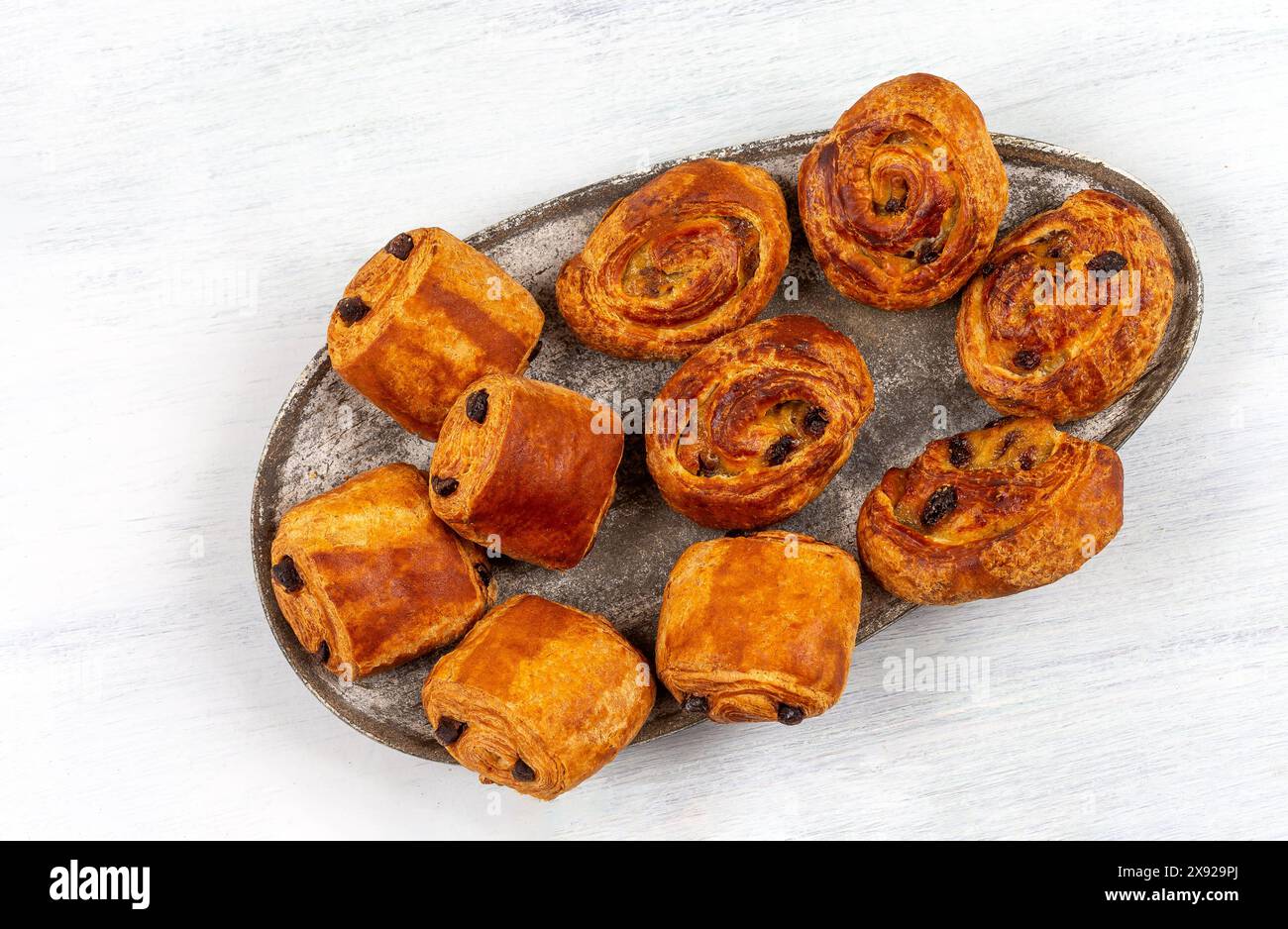Mini pastries in a tray, top view. Viennese pastries mini pastries ...