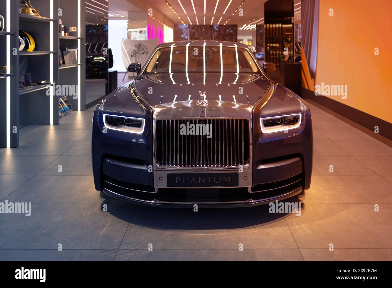 British black luxury limousine Rolls-Royce Phantom VIII with four-wheel ...