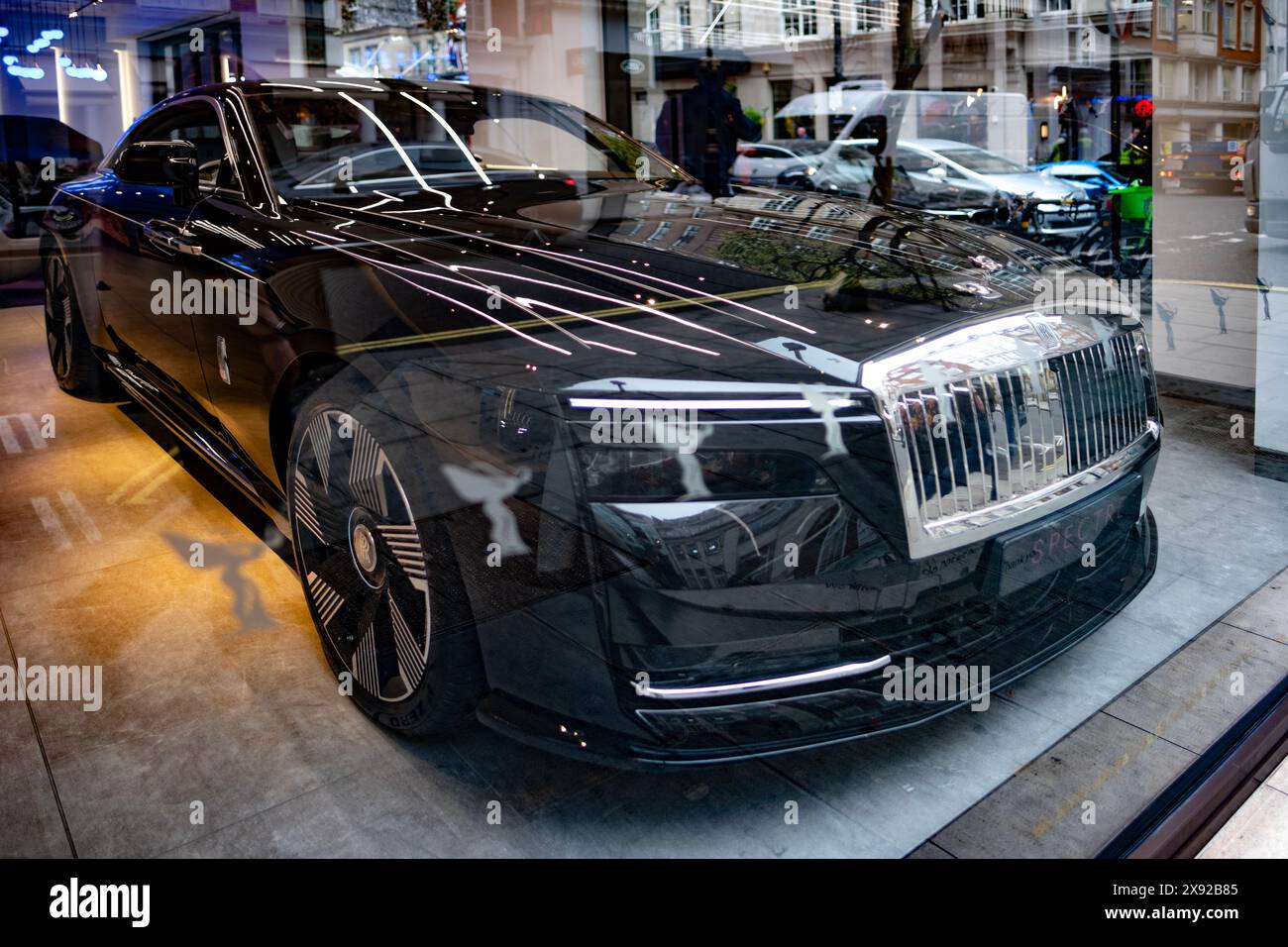 British black luxury limousine Rolls-Royce Phantom VIII with four-wheel ...