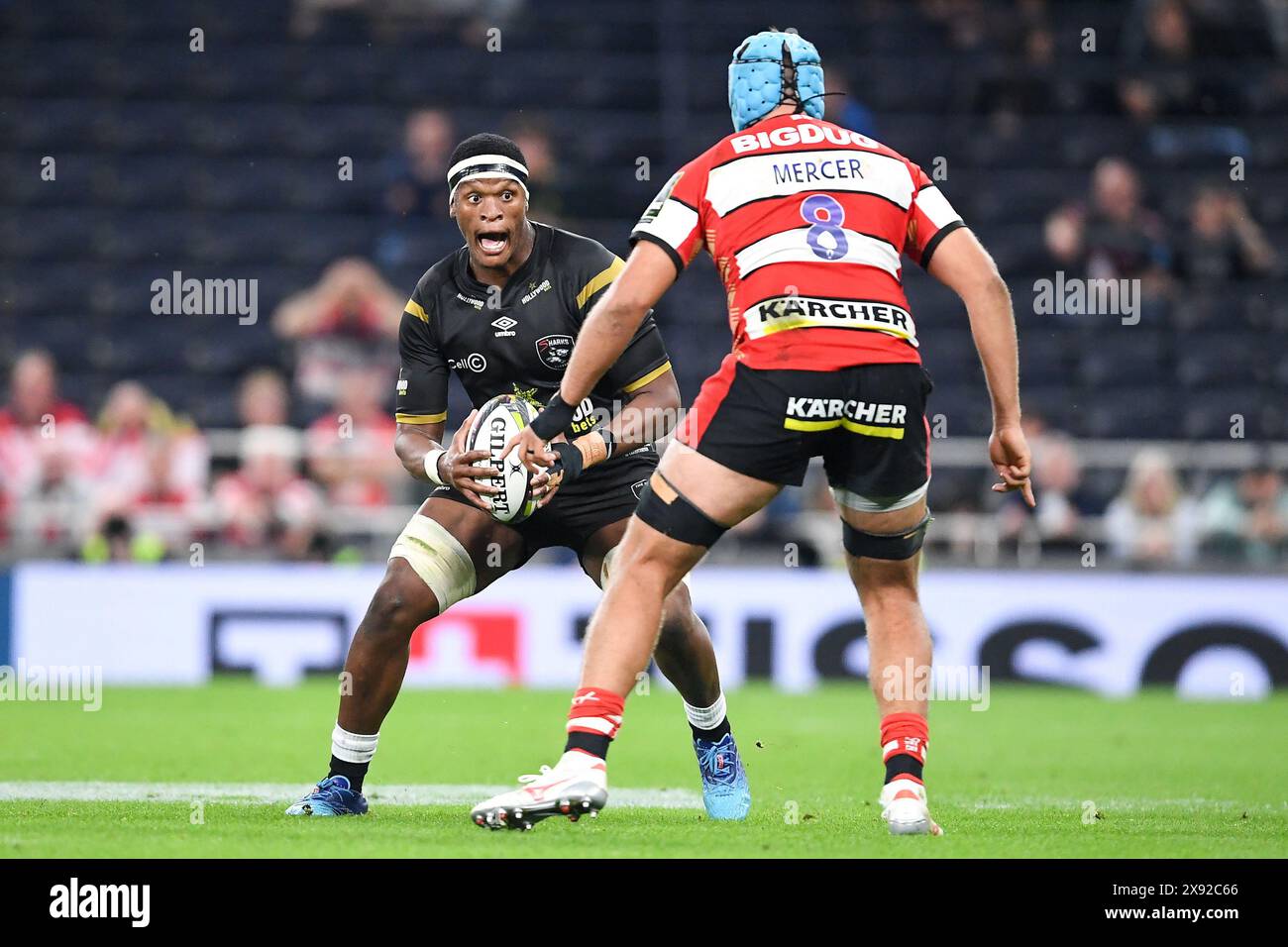Hollywoodbets Sharks Back row Phepsi Buthelezi (8) and Gloucester Rugby ...