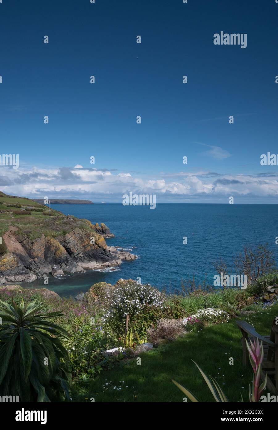 Cadgwith Cove from the south west coastal path above the village of ...