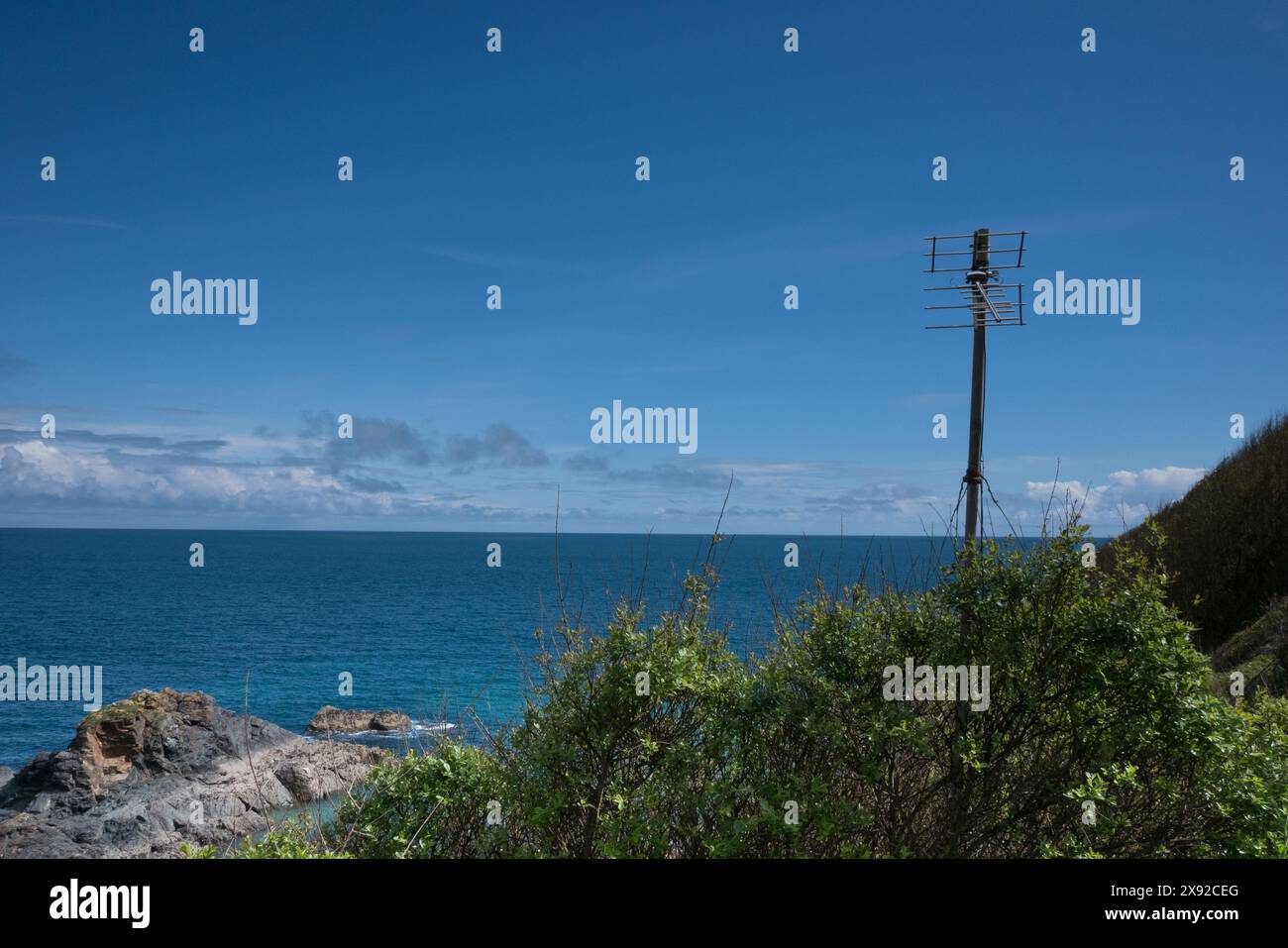 Receiving signal. Television aerial by the costal path above Cadgwith ...