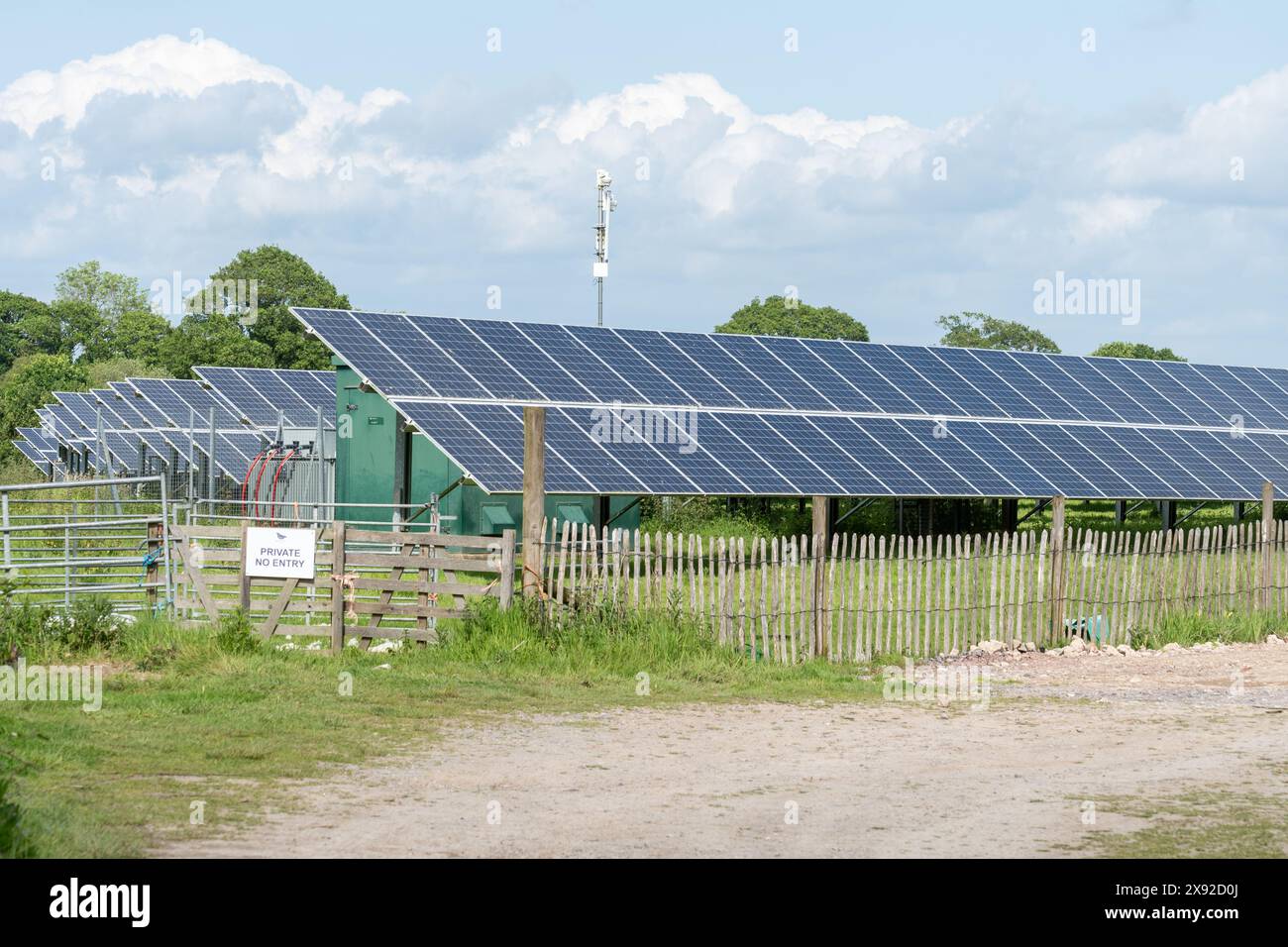 Array of solar panels at the Knepp Wilding Project producing ...