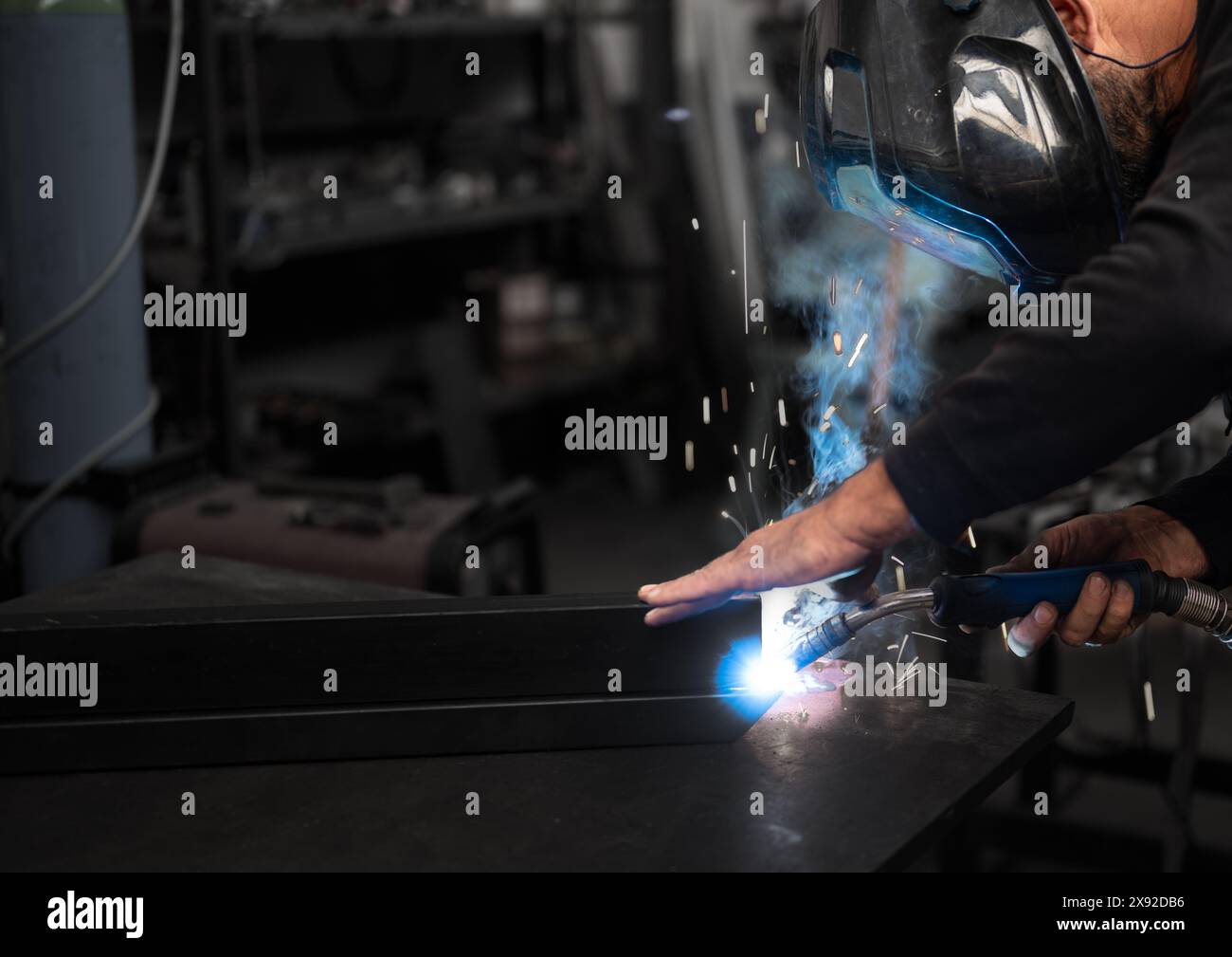 Professional blacksmith safety helmet using hi-res stock photography ...