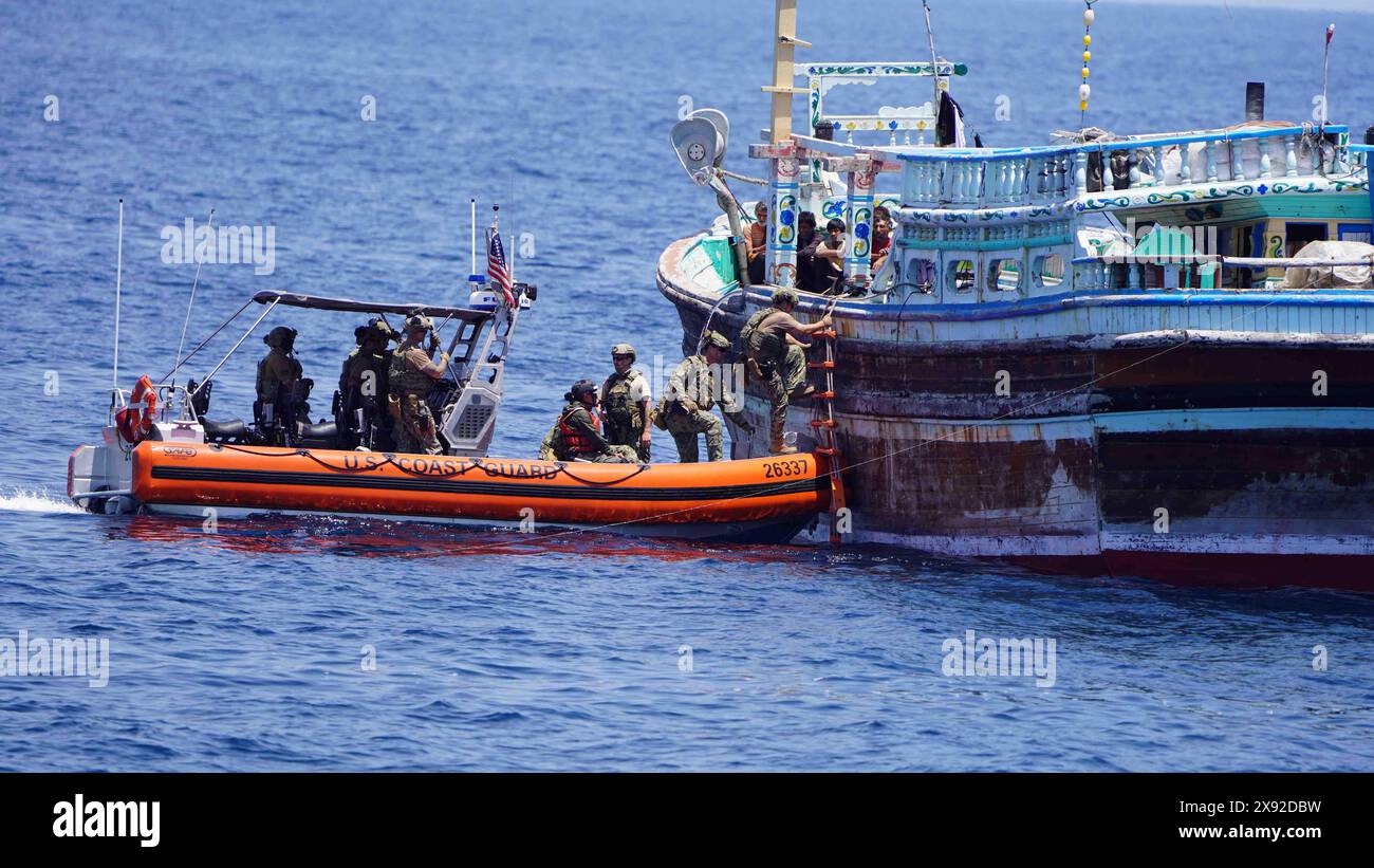 Arabian Sea. 10th Apr, 2024. U.S. Coast Guardsmen from the Sentinel ...