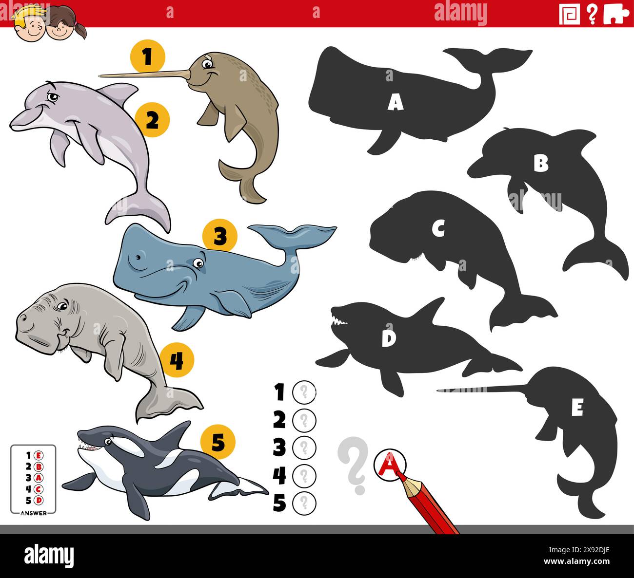Cartoon illustration of finding the right shadows to the pictures ...