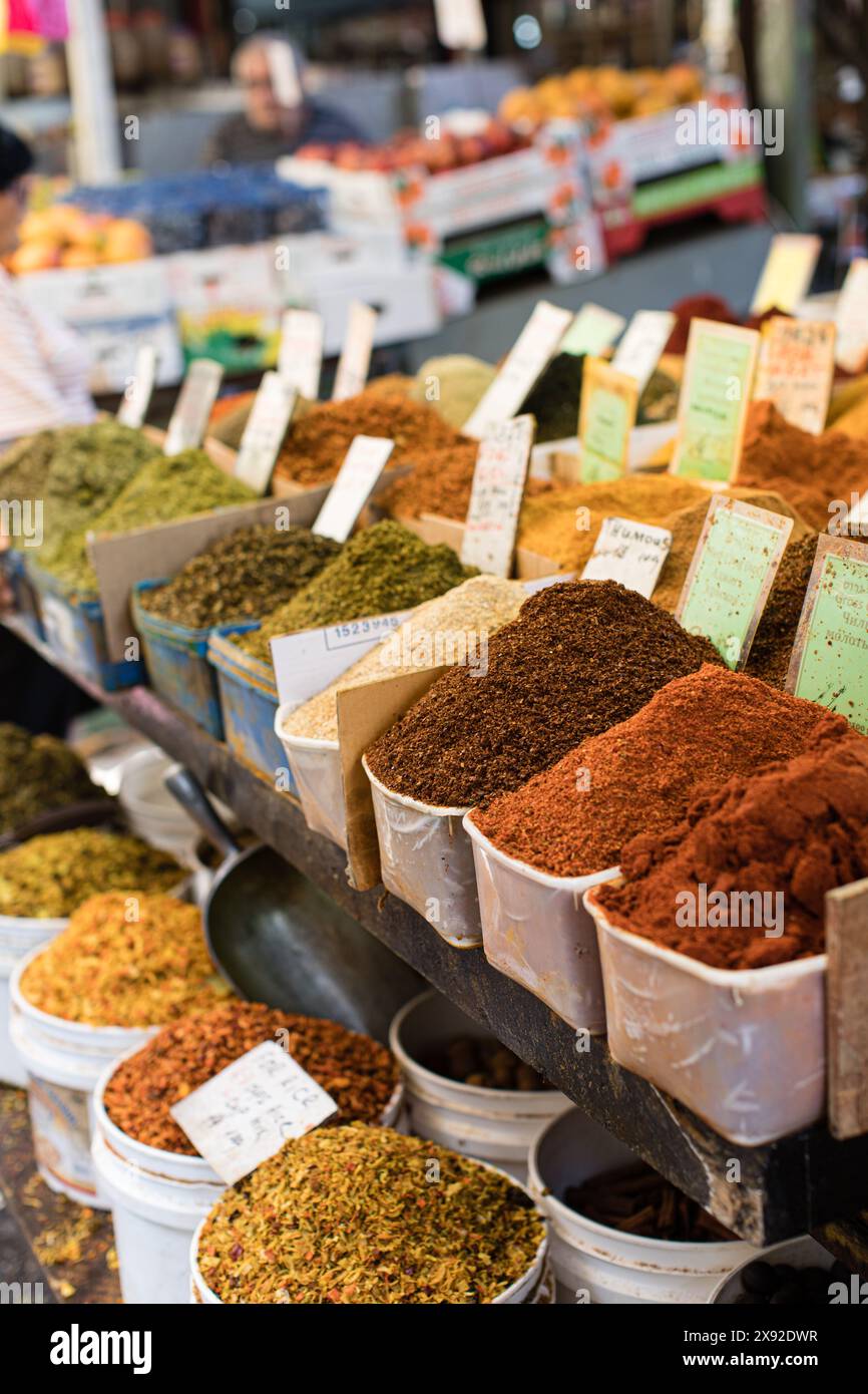 Traditional spices in food market, Tel Aviv, Israel Stock Photo - Alamy