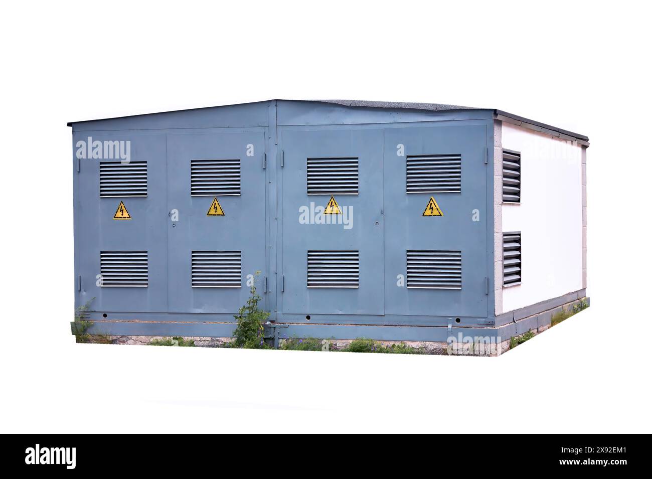 Transformer electrical substation isolate on a white background close ...