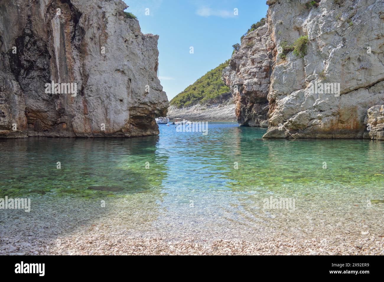 Natural beauty, Stiniva cove surrounded with cliffs at Vis island ...