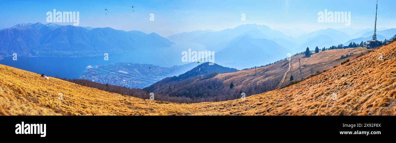 Panorama of the dried up yellow montane meadow with Alpine Tundra ...