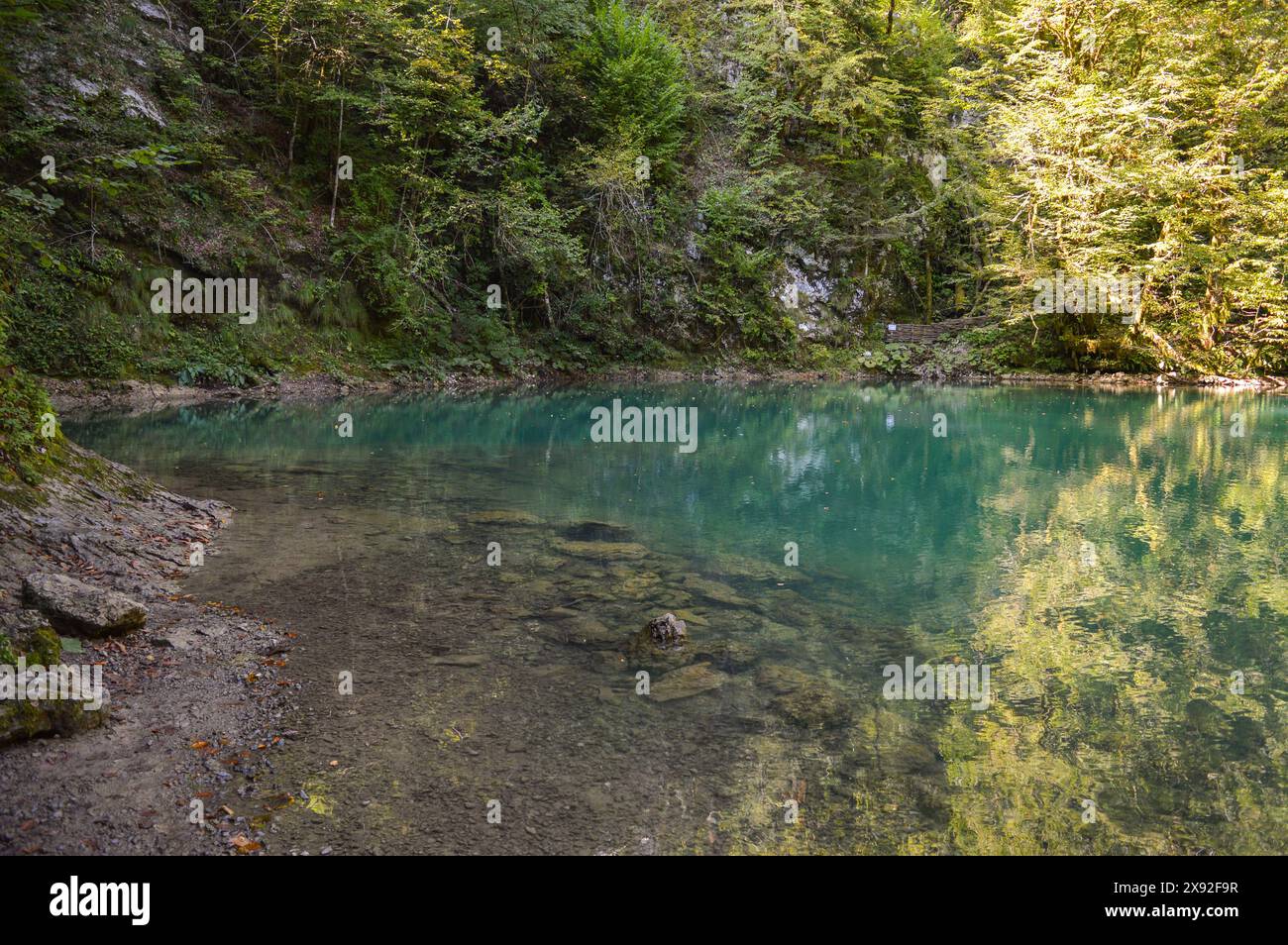 Spring of river kupa at Gorski kotar, Croatia. Crystal clear water ...