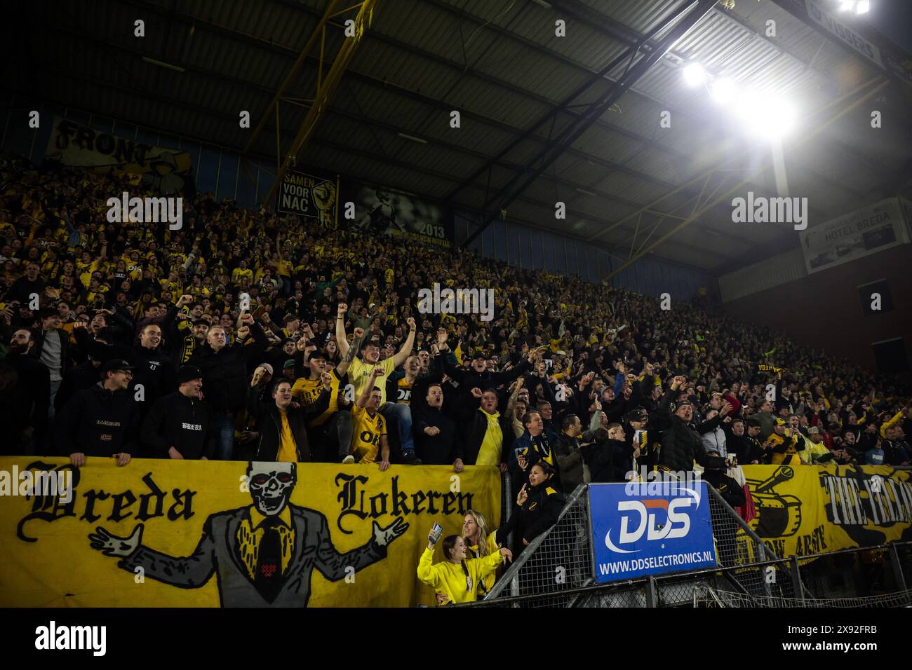 BREDA - NAC supporters celebrate the 6-2 during the play-offs promotion ...