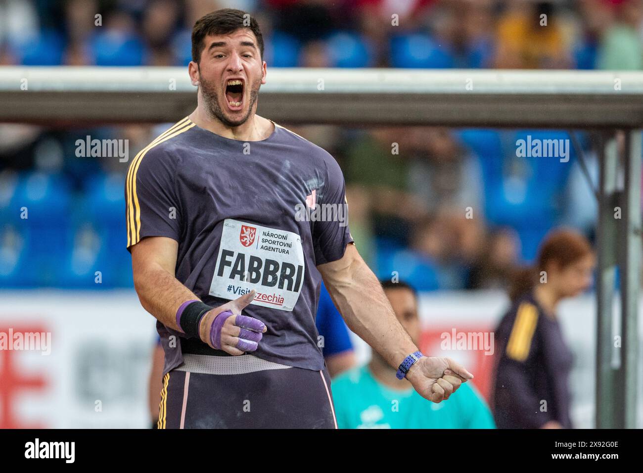 Ostrava, Czech Republic. 28th May, 2024. Shot putter Leonardo Fabbri ...