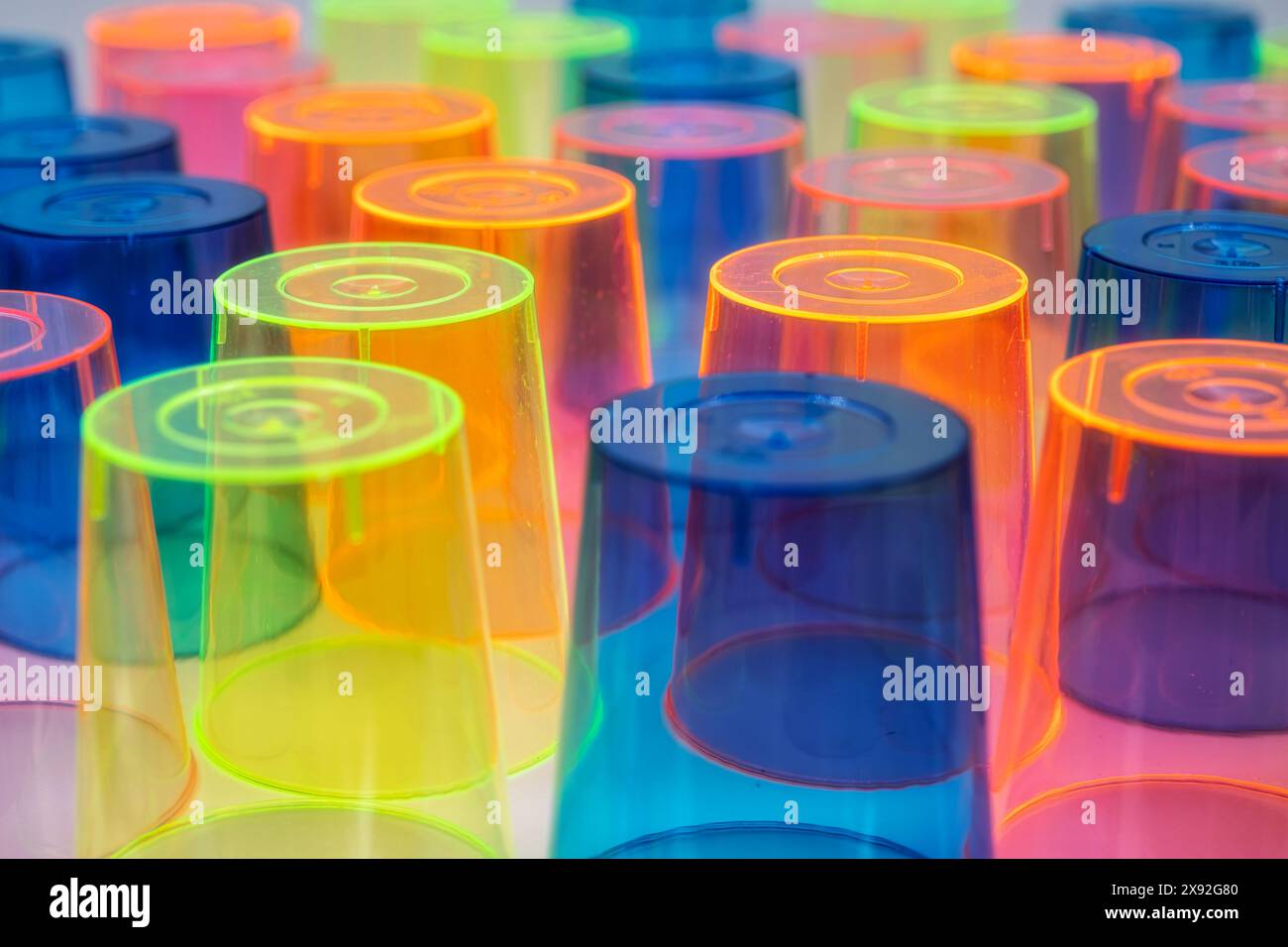Colorful empty plastic cups set Stock Photo - Alamy