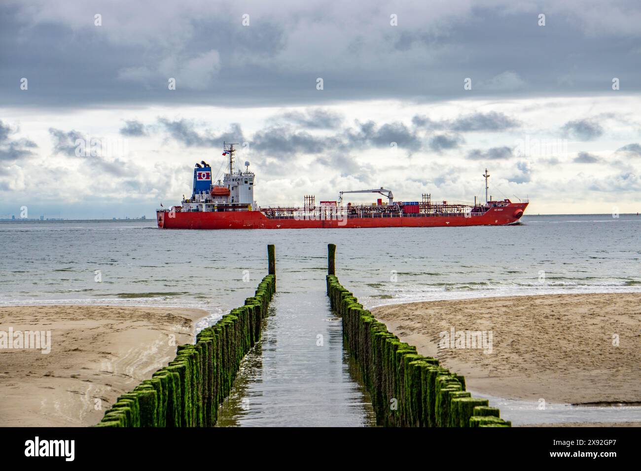 North Sea coast in Zeeland, called Zeeland Riviera, breakwater, made of ...