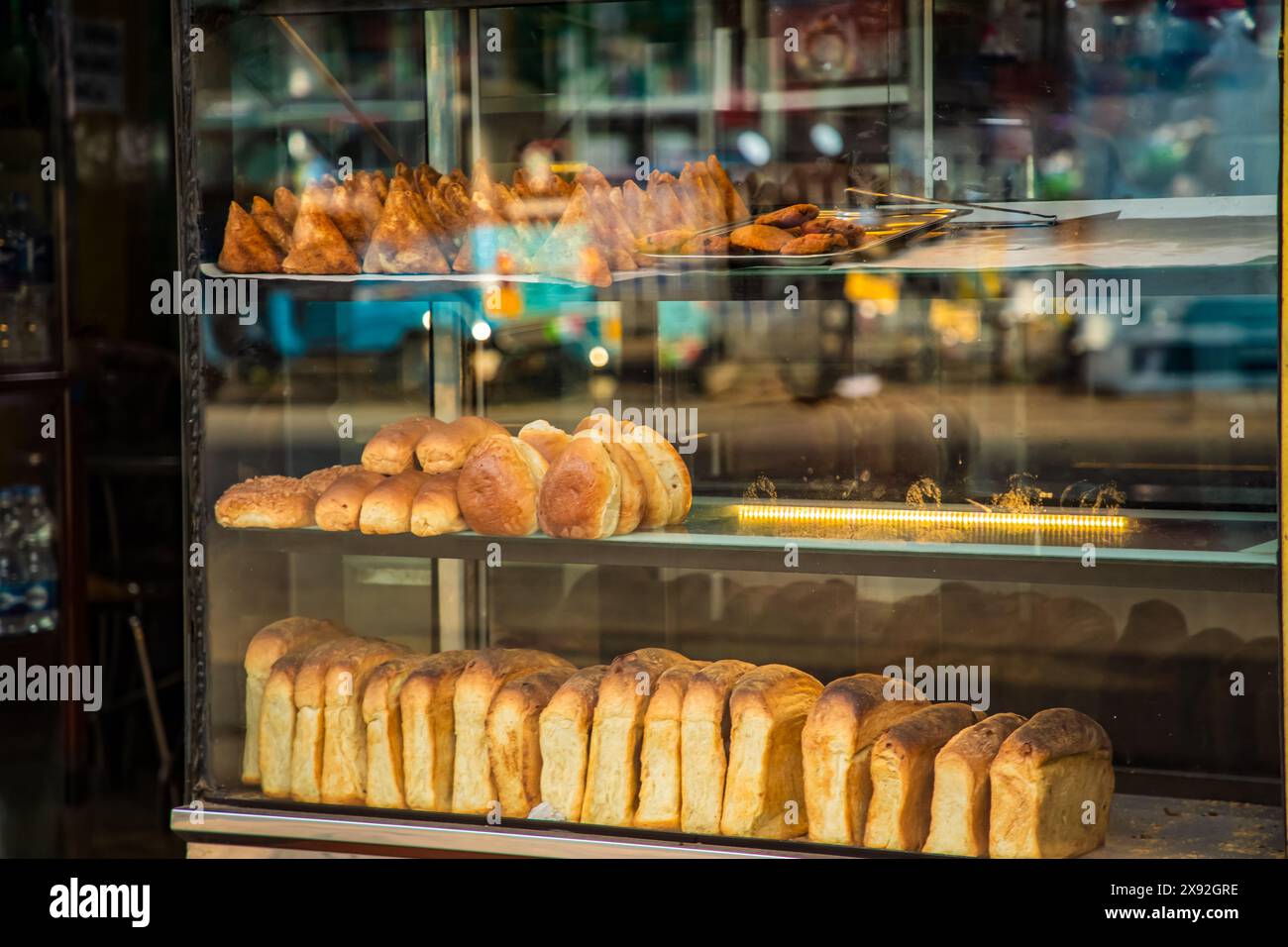 traditional mobile kiosk with bread in Sri Lanka. Small flat fresh ...