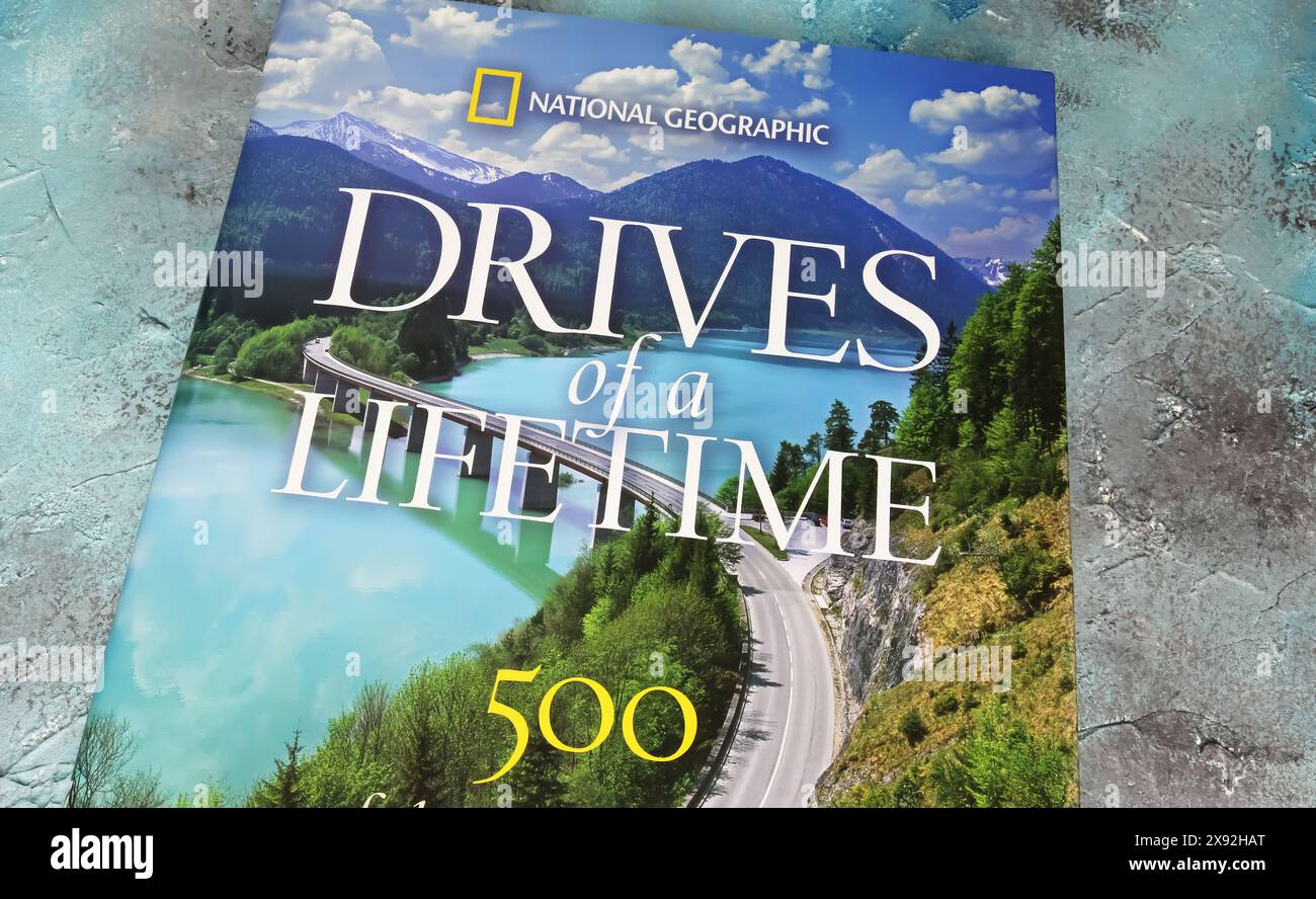 Viersen, Germany - May 9. 2024: Closeup of National Geographic book ...