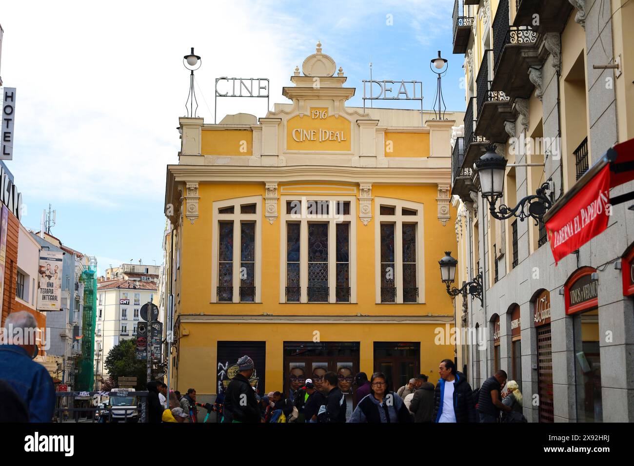 Madrid, Spain- April 8, 2024: Beautiful Yelmo Cines Ideal facade in ...