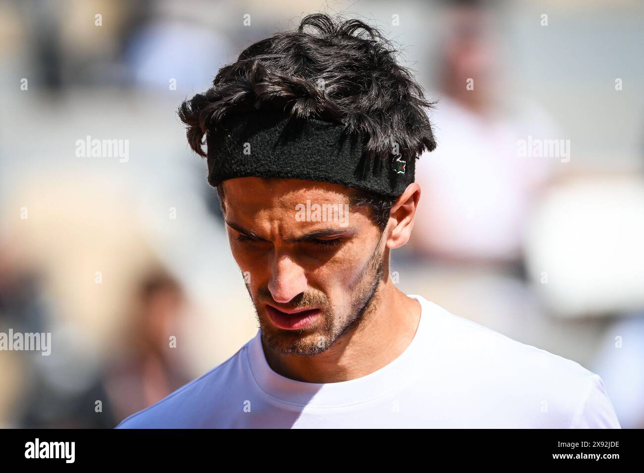 Pierre-Hugues HERBERT of France during an exhibition match of Roland ...