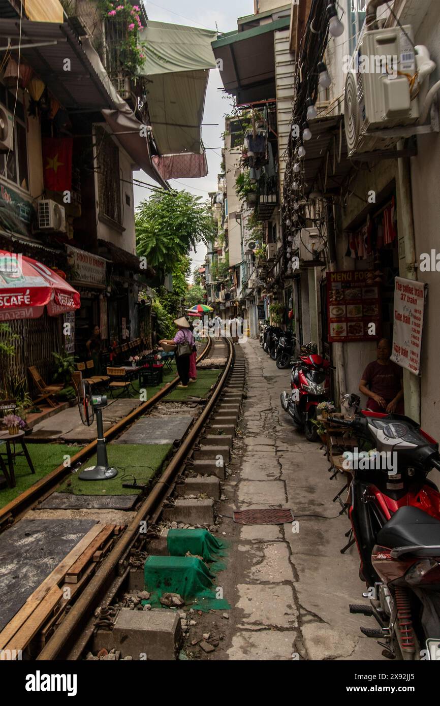 Exciting and bucket list must see tourist Mecca view along the unique Hanoi Train Street ...