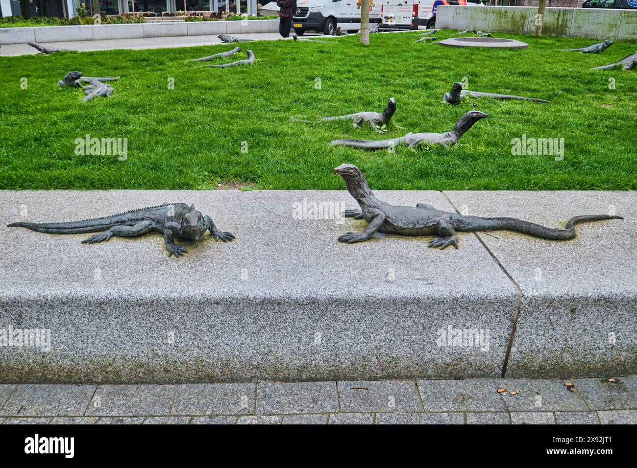 Netherlands, Amsterdam - April 10, 2024: bronze statues of Blauwe Jan ...